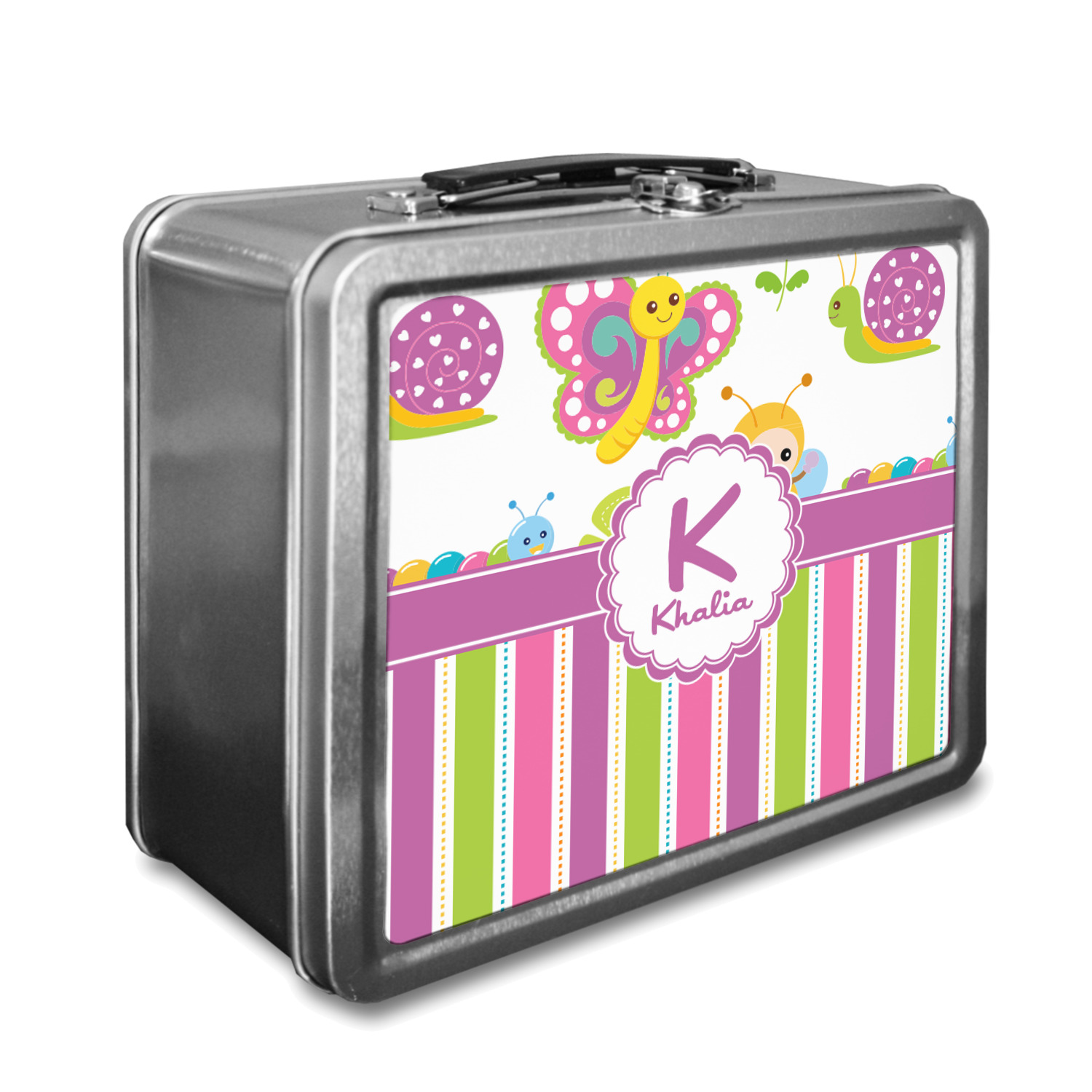 Butterflies & Stripes Lunch Box (Personalized) - YouCustomizeIt