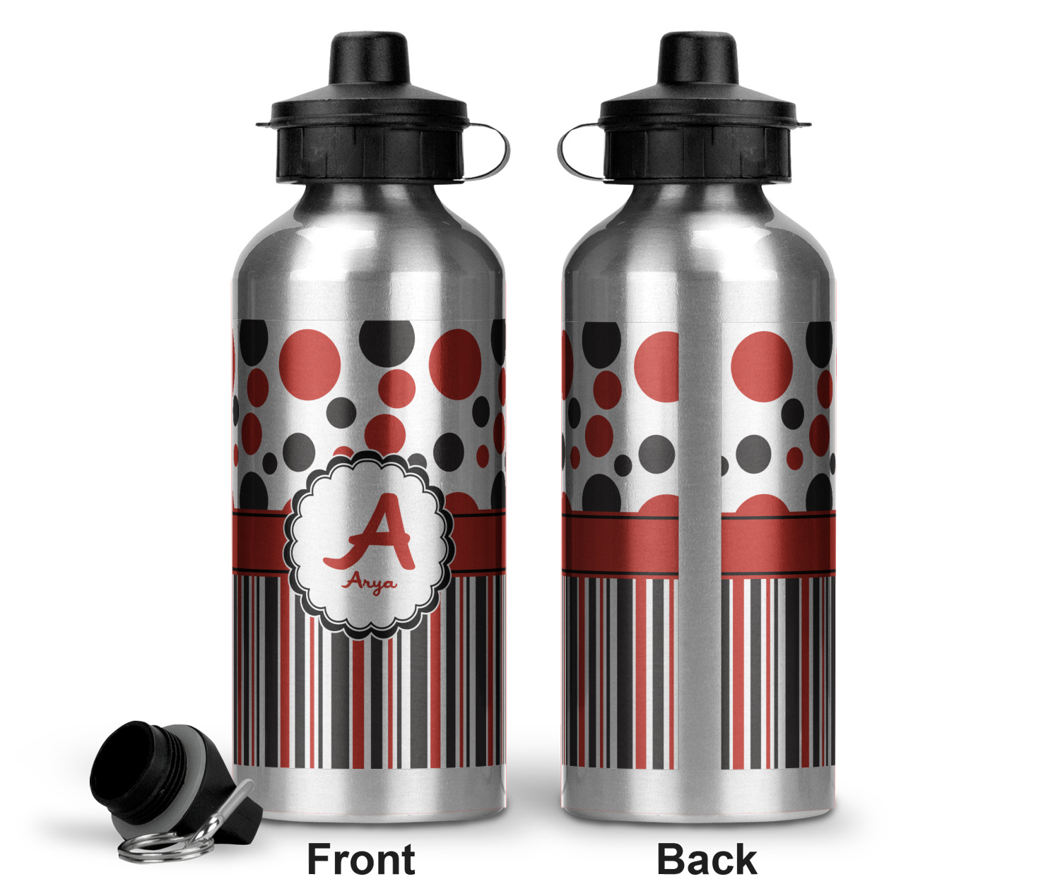 Red & Black Dots & Stripes Water Bottle - Aluminum - 20 oz ...