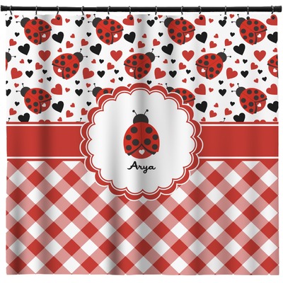 Custom Ladybugs & Gingham Shower Curtain (Personalized) | YouCustomizeIt