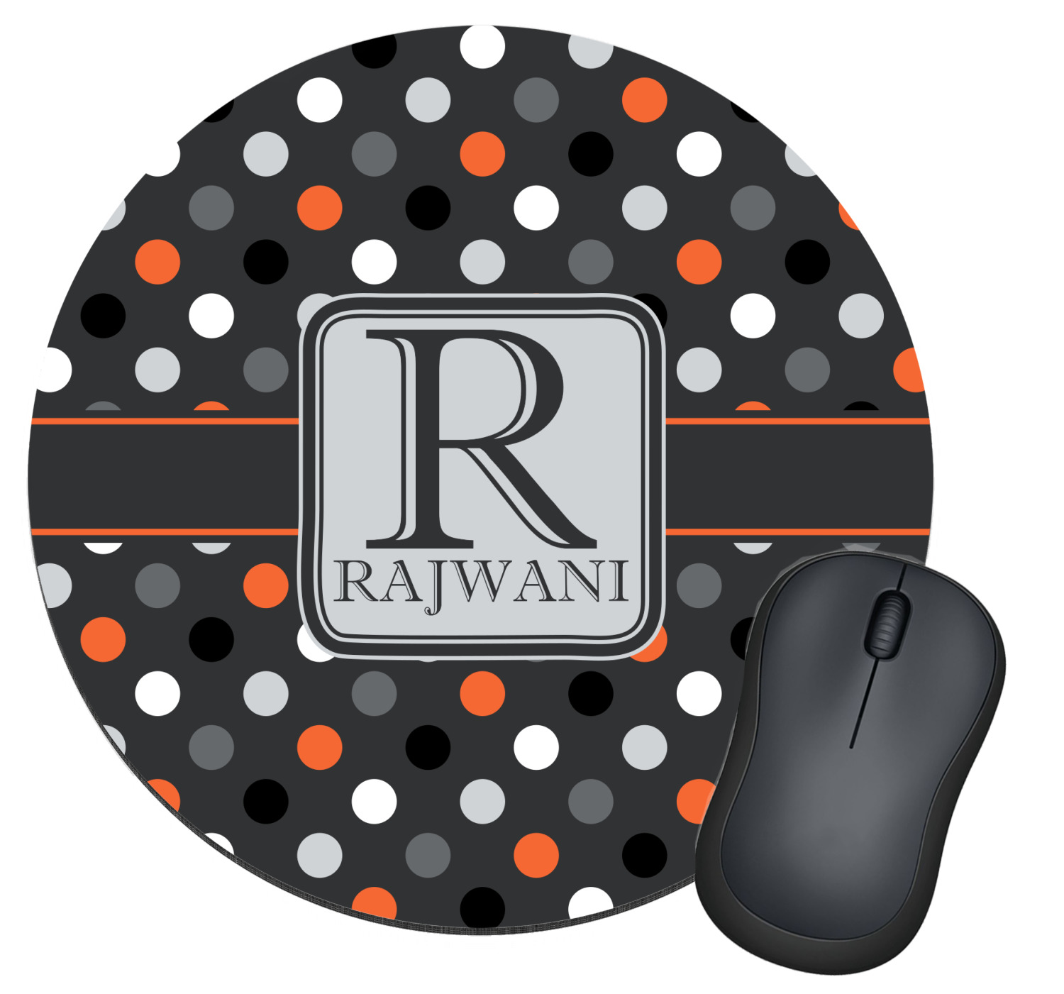 Gray Dots Round Mouse Pad (Personalized) - YouCustomizeIt
