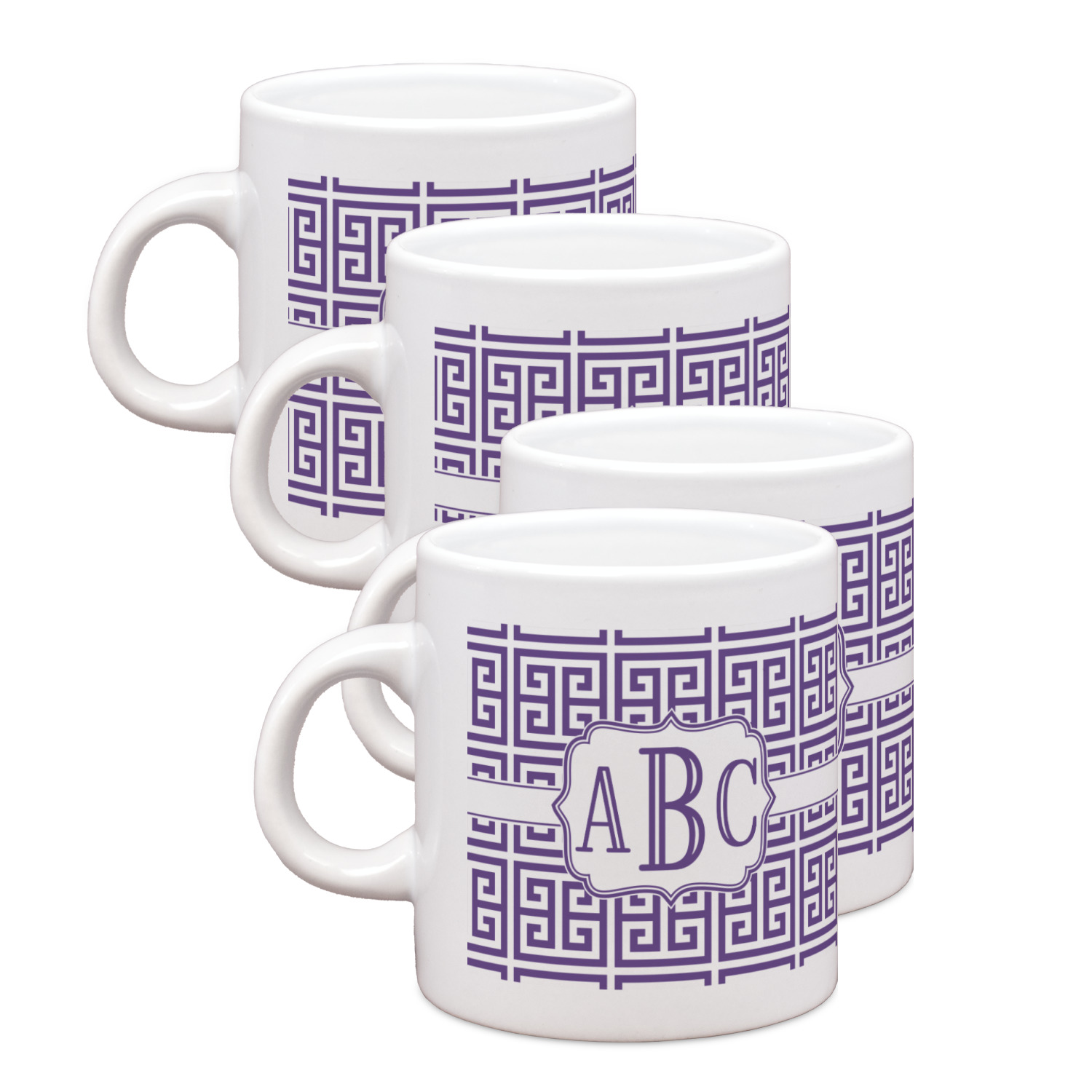Greek Key Single Shot Espresso Cups - Set of 4 (Personalized ...