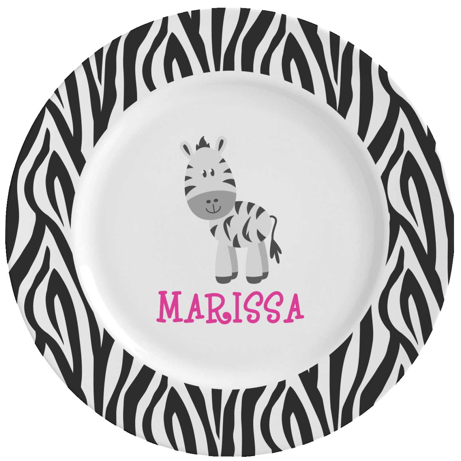 Zebra Ceramic Dinner Plates (Set of 4) (Personalized) - YouCustomizeIt