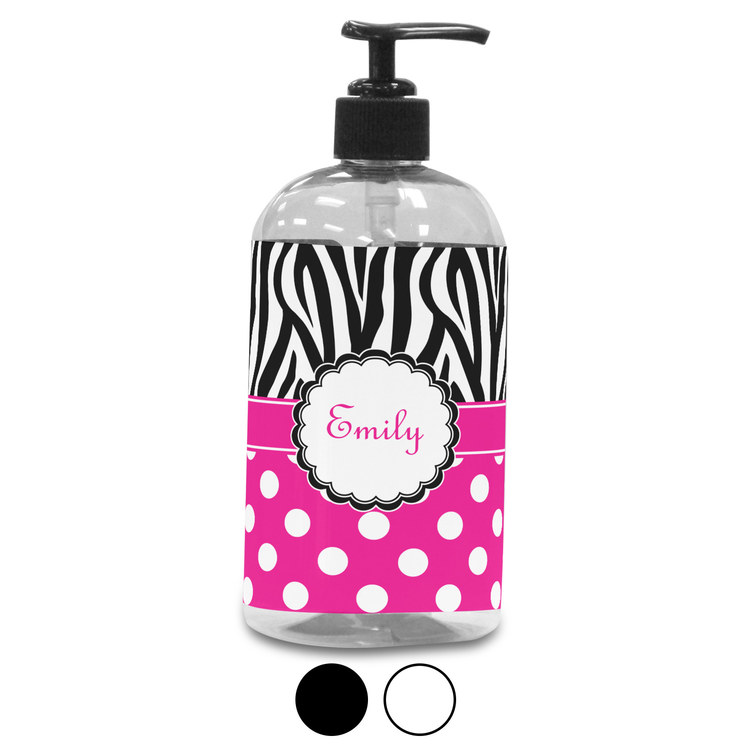Zebra Print & Polka Dots Plastic Soap / Lotion Dispenser (Personalized ...