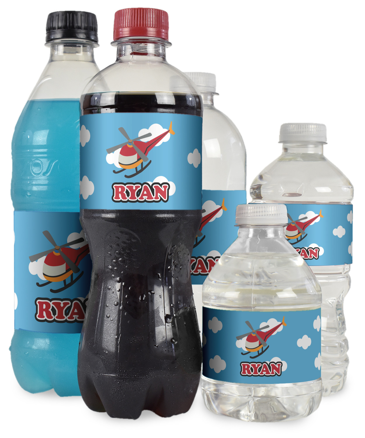 Custom Helicopter Water Bottle Labels - Custom Sized (Personalized ...