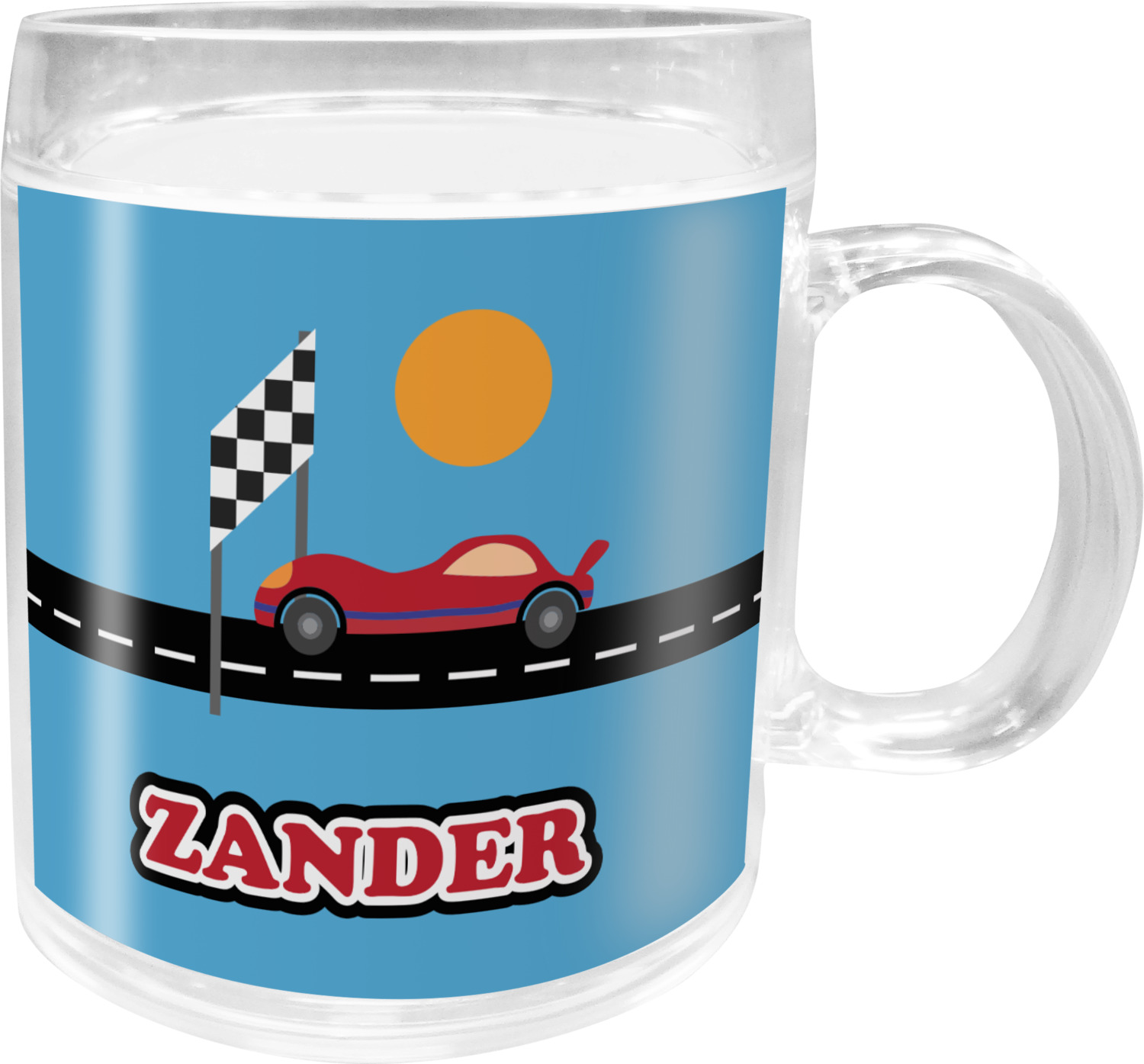 Race Car Acrylic Kids Mug (Personalized) - YouCustomizeIt