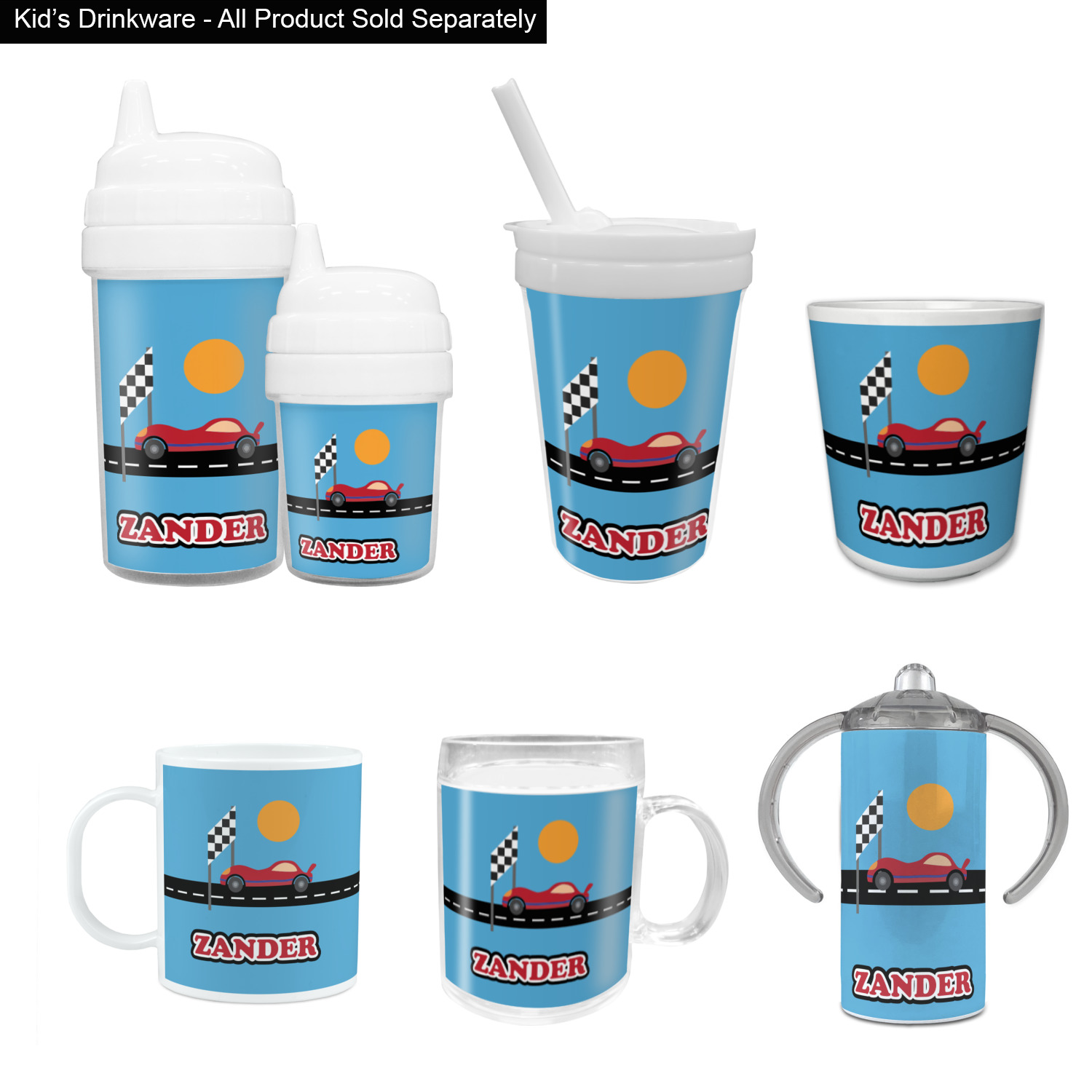 Custom Race Car Plastic Kids Mug (Personalized) | YouCustomizeIt