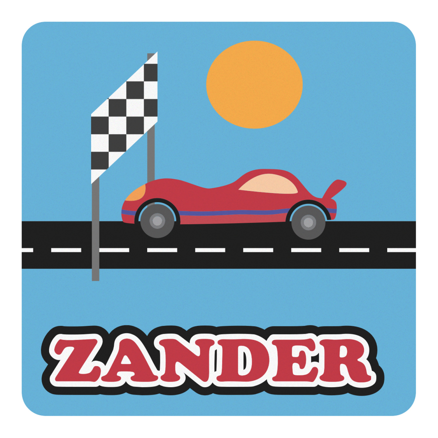 Race Car Square Decal - Large (Personalized) - YouCustomizeIt