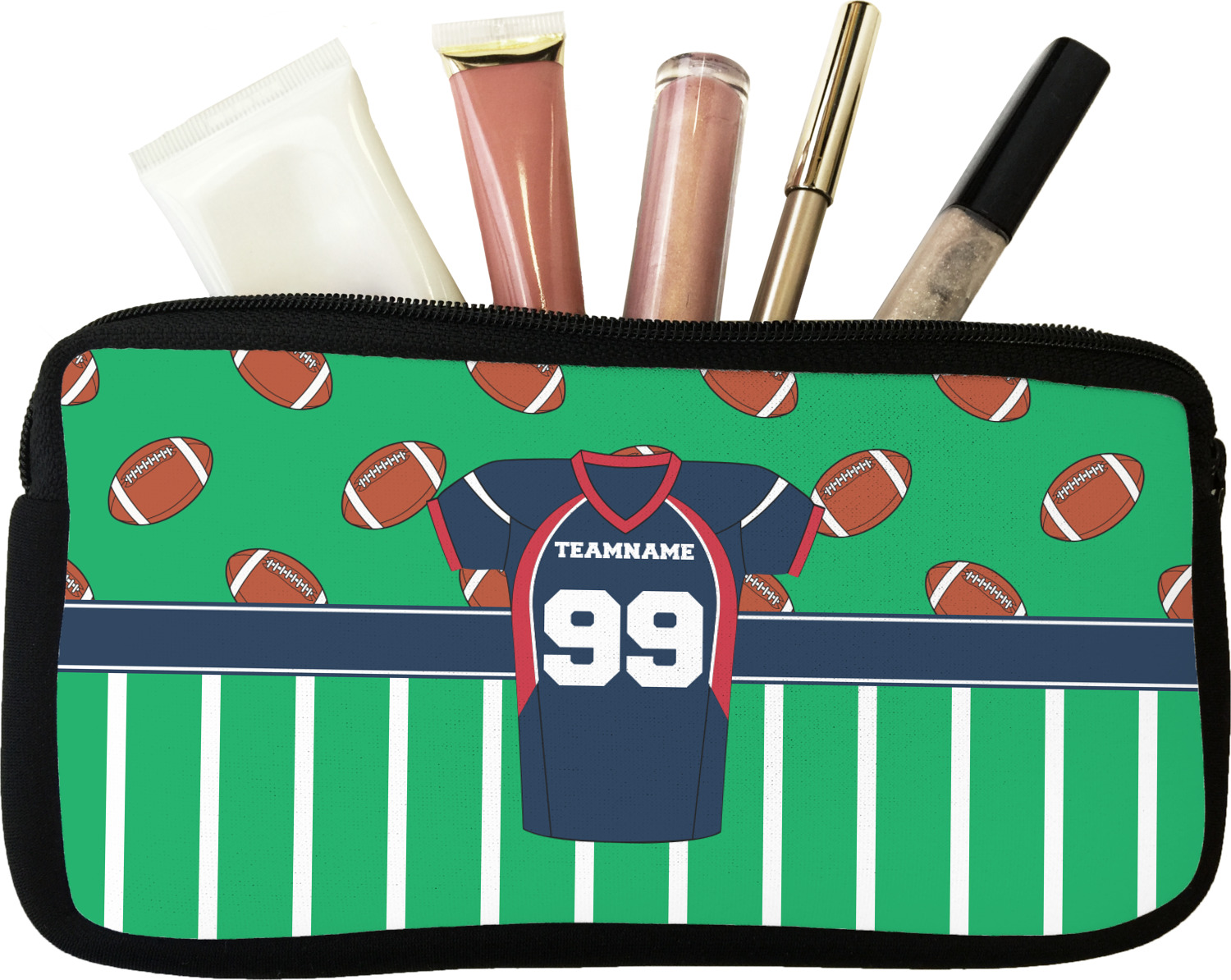 Custom Football Jersey Makeup / Cosmetic Bag (Personalized ...