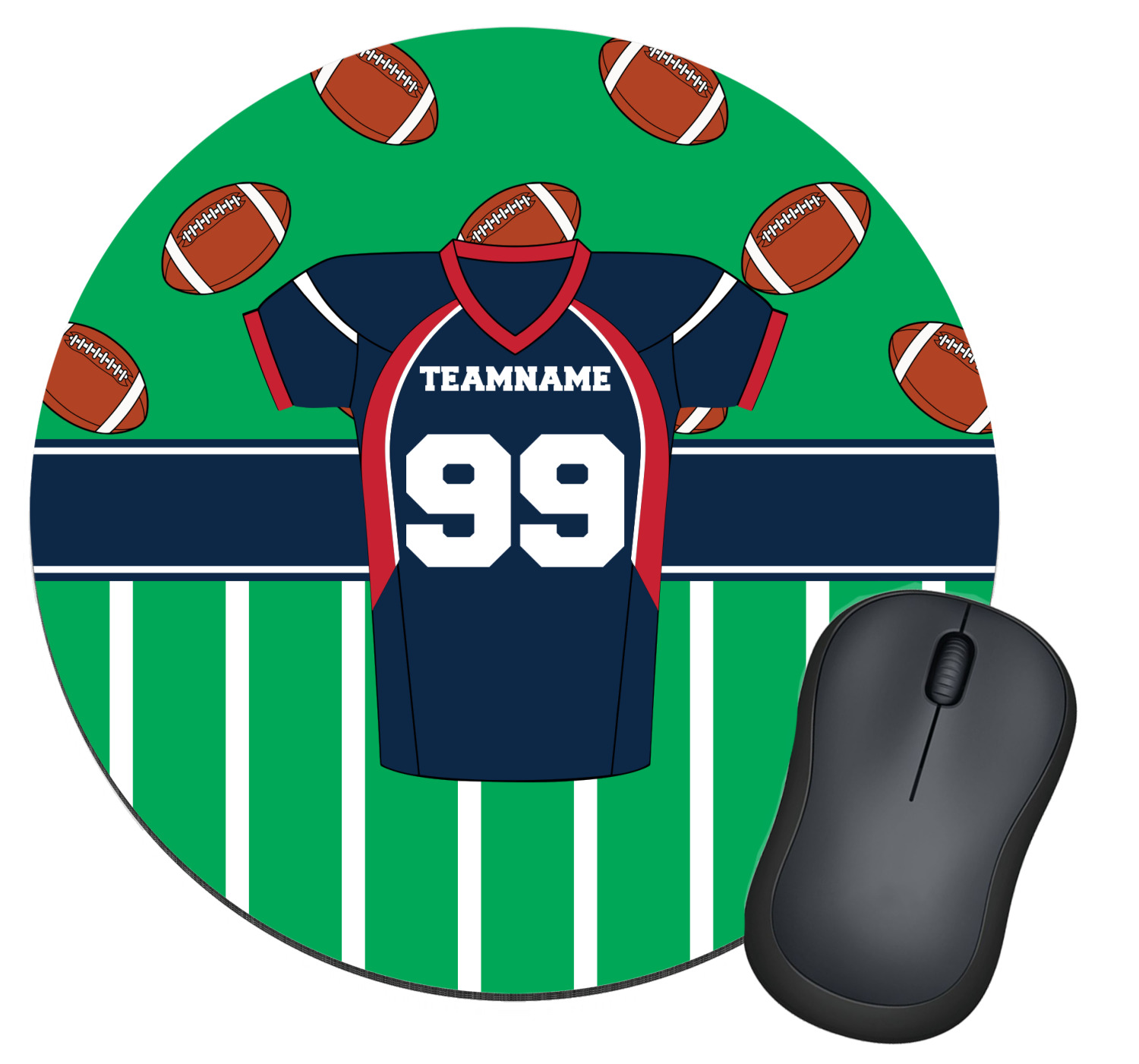 Football Jersey Round Mouse Pad (Personalized) - YouCustomizeIt