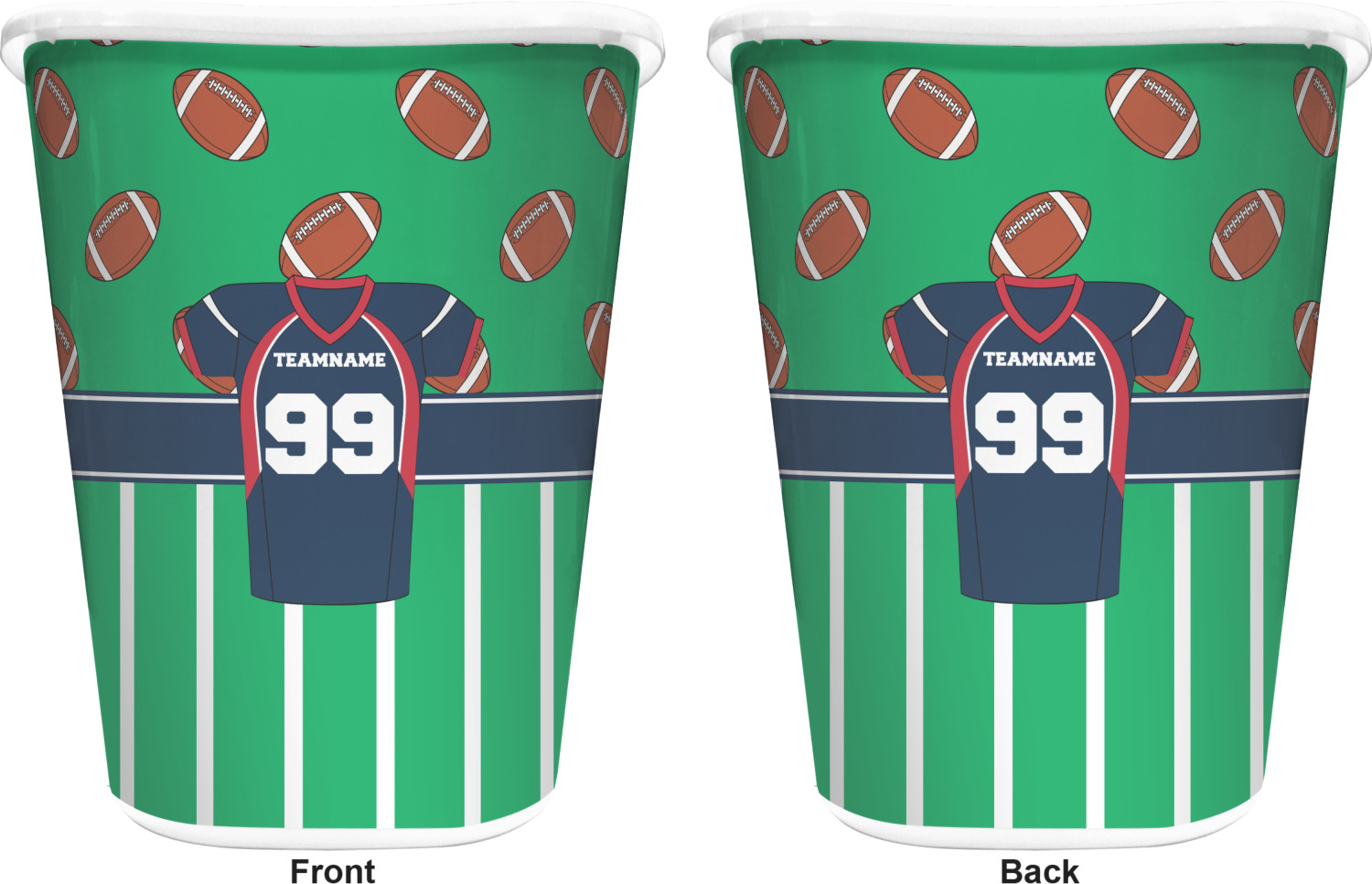 Football Jersey Waste Basket - Double Sided (White) (Personalized ...