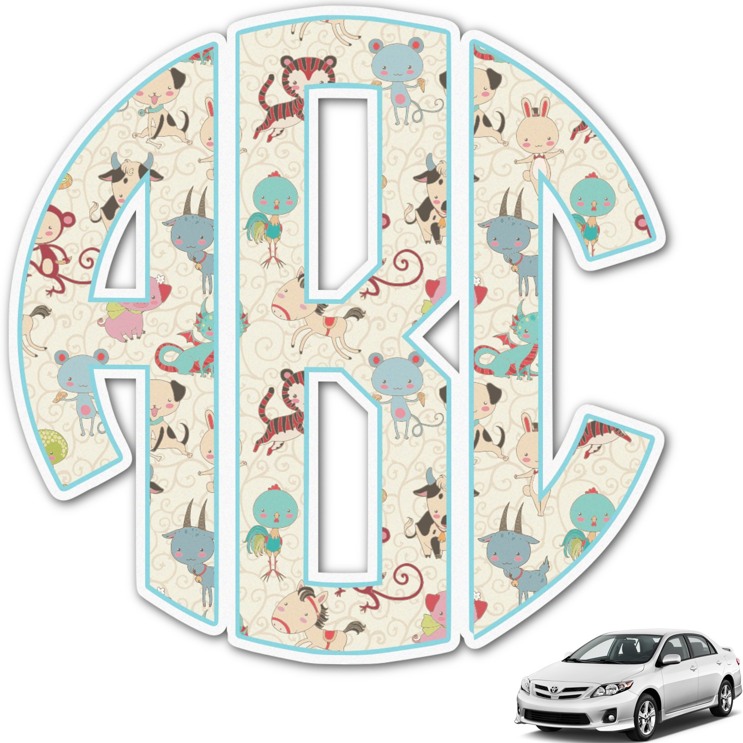 Custom Chinese Zodiac Monogram Car Decal (Personalized) | YouCustomizeIt