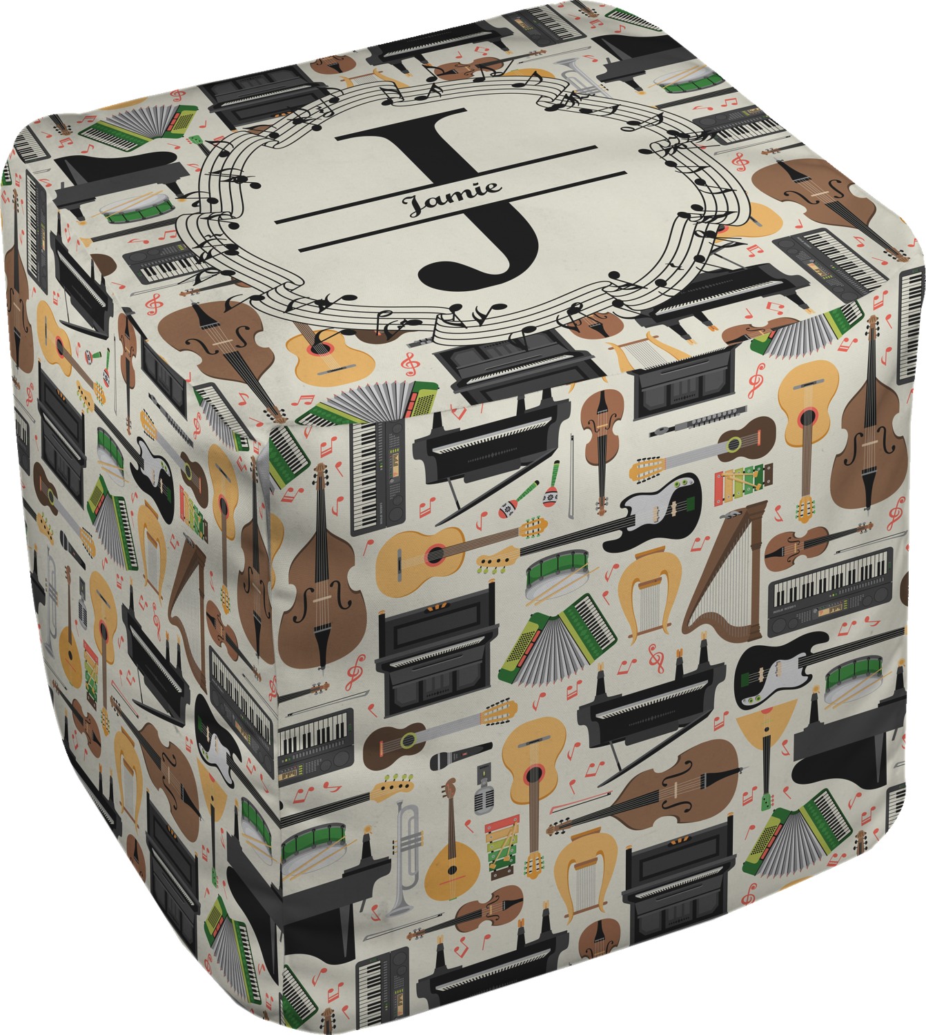 Custom Musical Instruments Cube Pouf Ottoman (Personalized ...