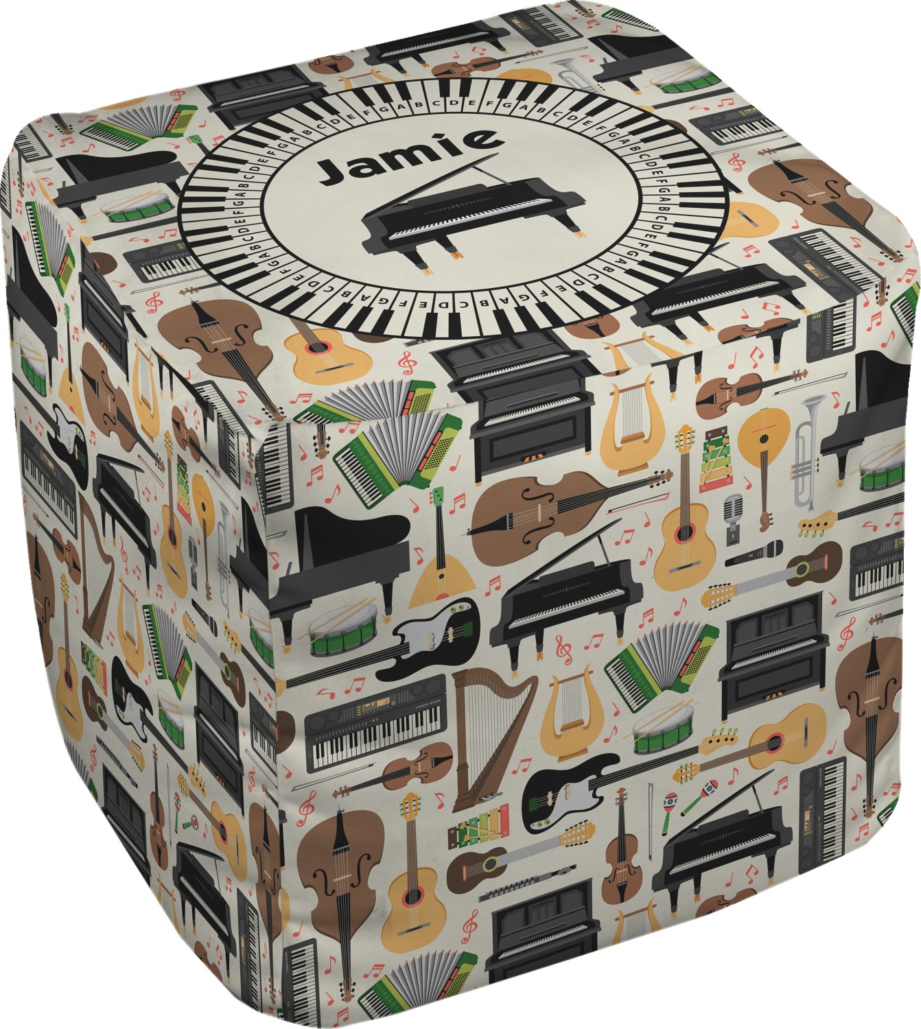 Custom Musical Instruments Cube Pouf Ottoman (Personalized ...