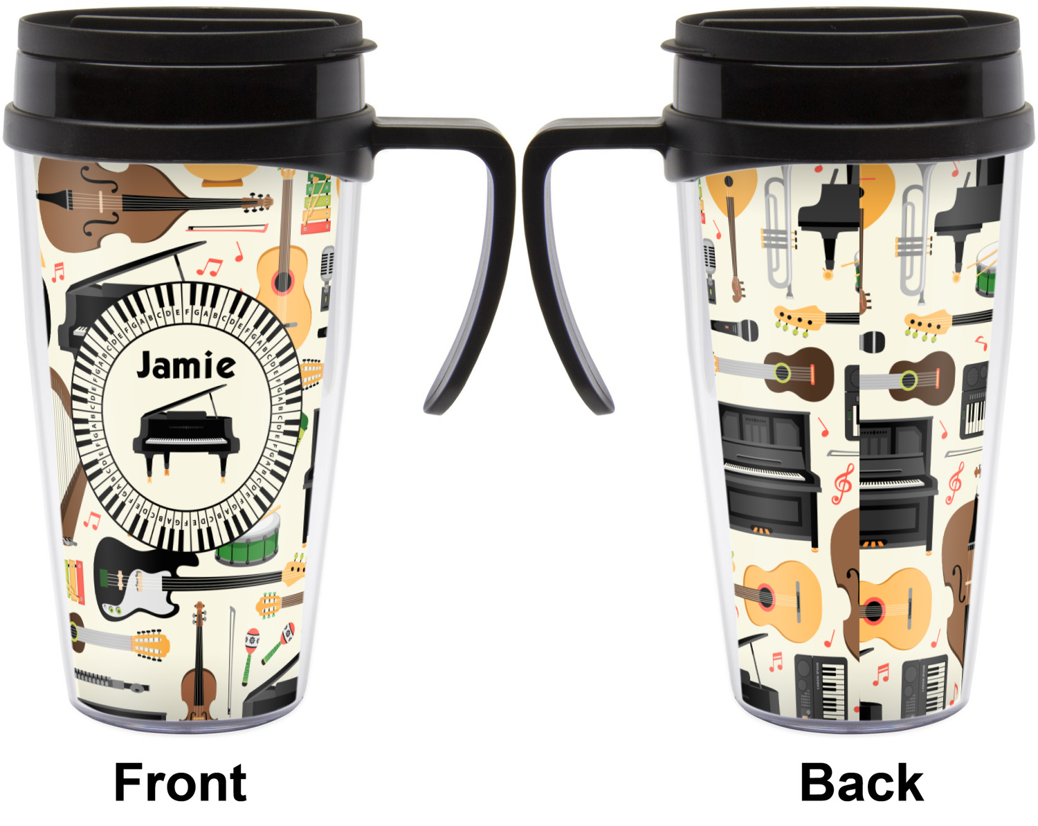 Musical Instruments Acrylic Travel Mug with Handle (Personalized ...
