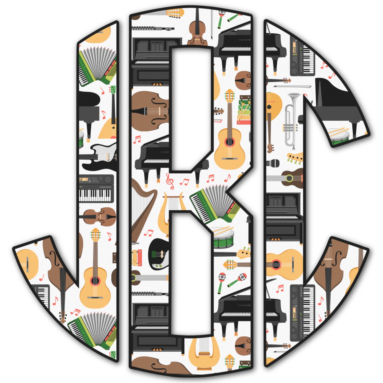 Custom Musical Instruments Monogram Decal - Custom Sizes (Personalized ...