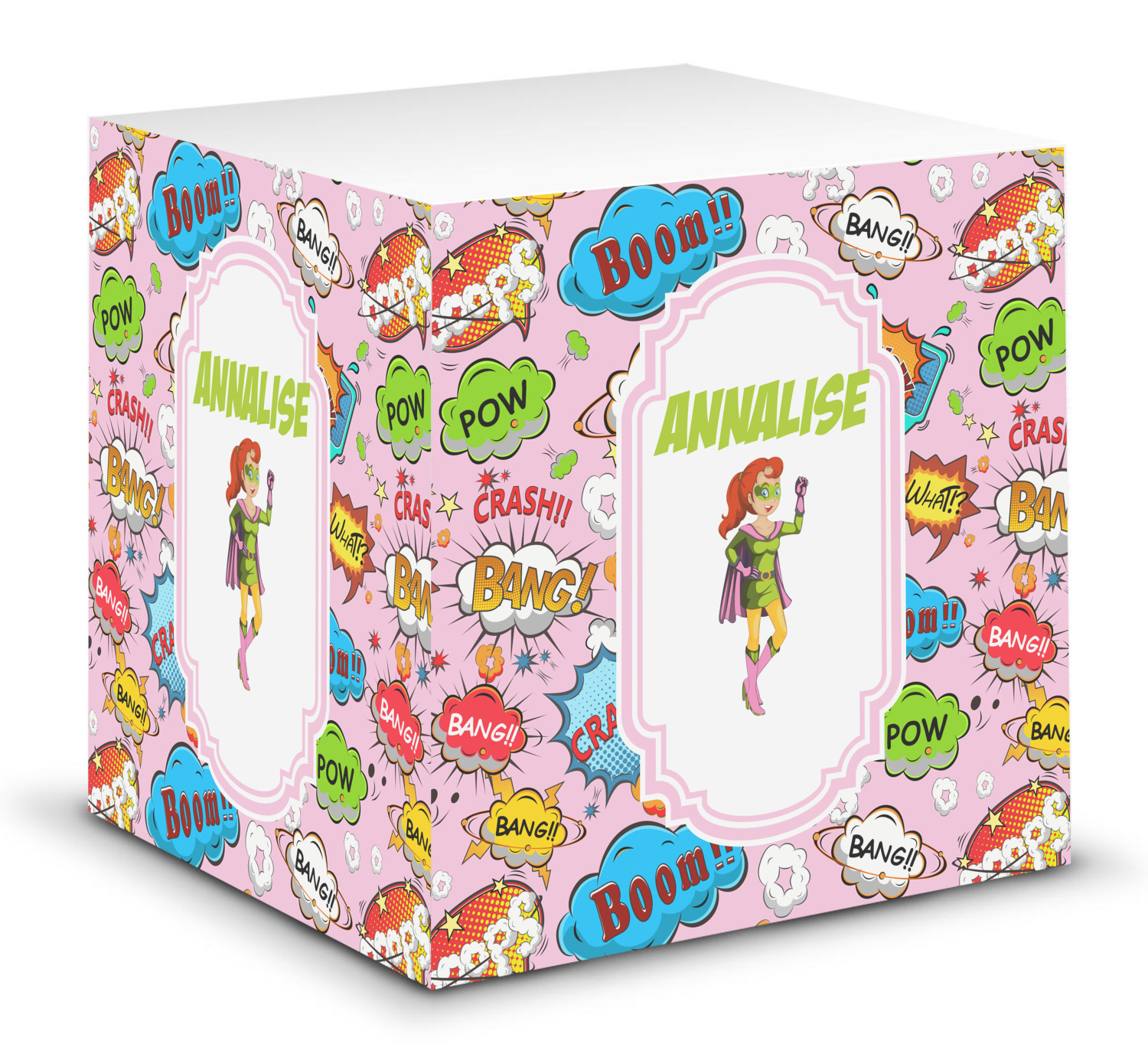 Woman Superhero Sticky Note Cube (Personalized) - YouCustomizeIt