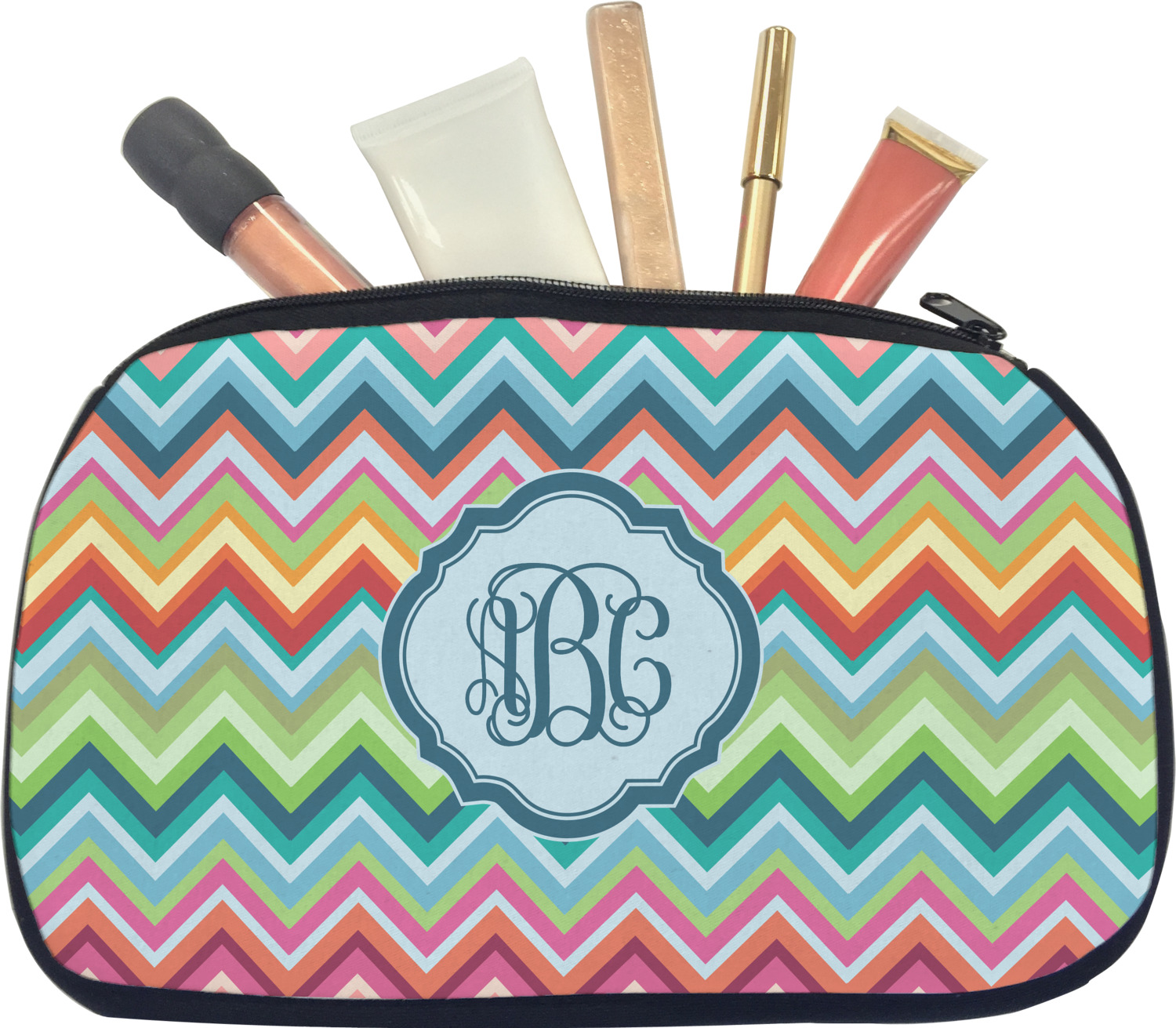 Custom Retro Chevron Monogram Makeup / Cosmetic Bag (Personalized ...