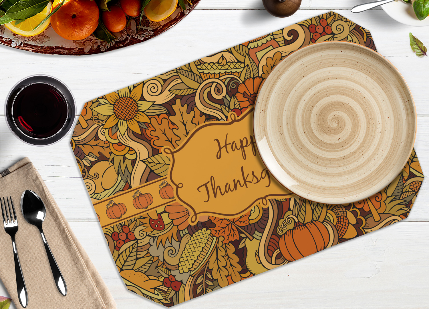 Custom Thanksgiving Dining Table Mat - Octagon | YouCustomizeIt