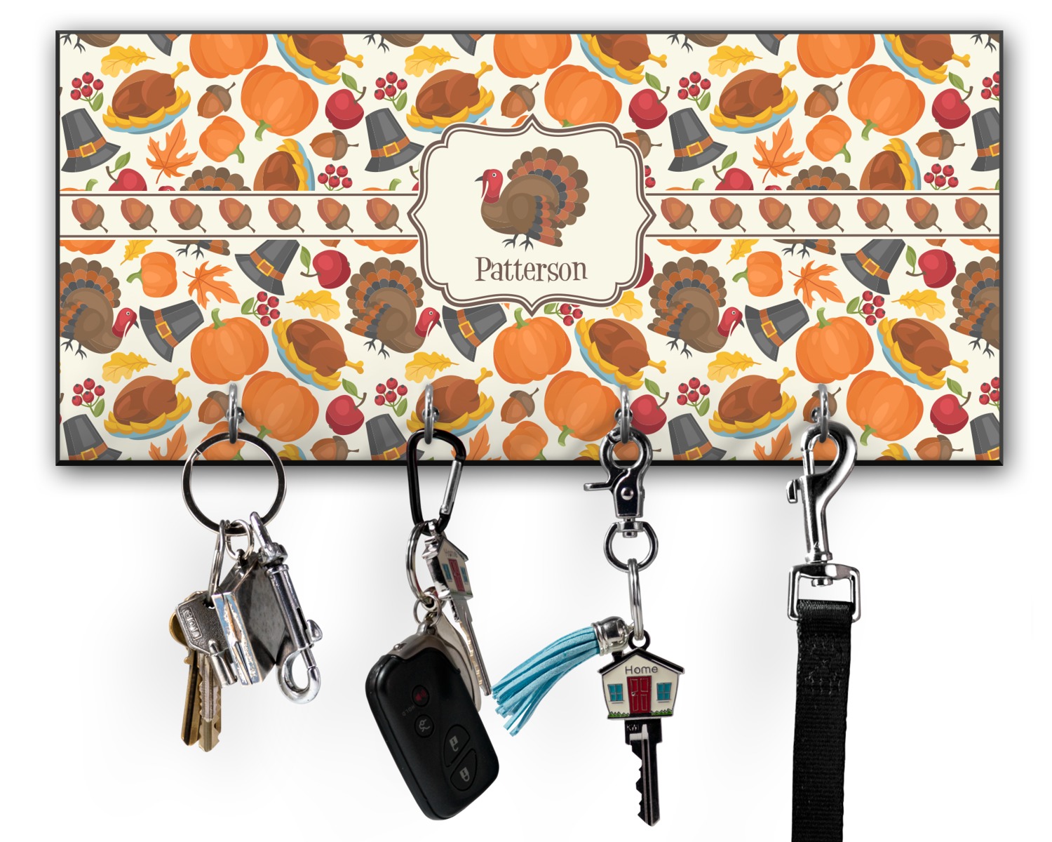 Custom Traditional Thanksgiving Key Hanger w/ 4 Hooks w/ Graphics and ...