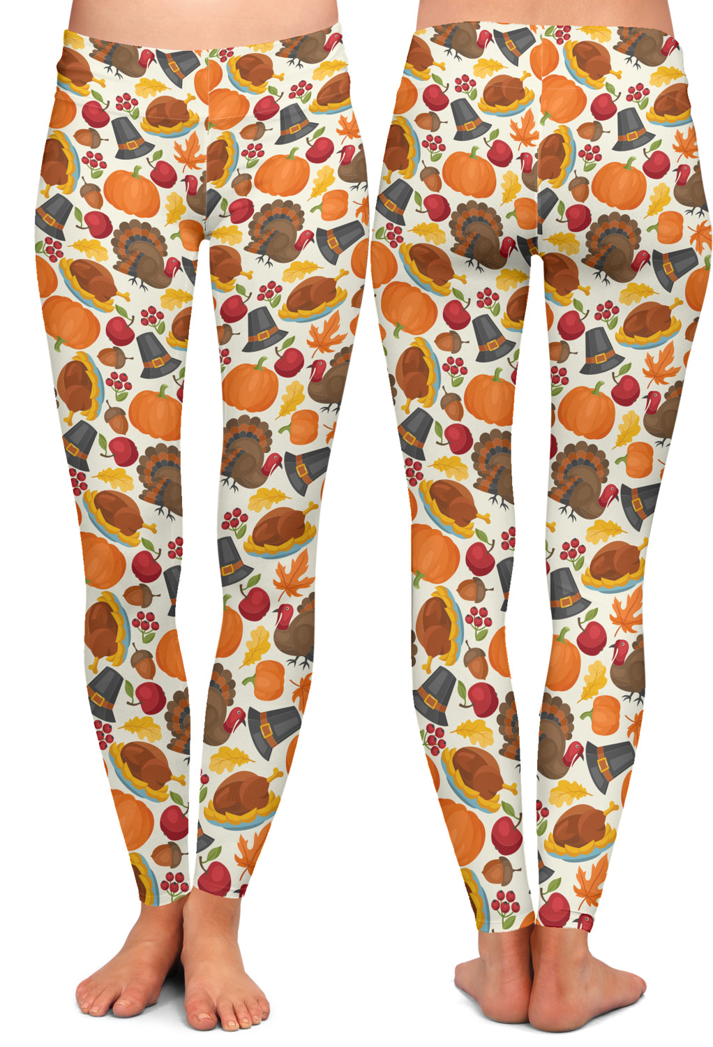 Traditional Thanksgiving Ladies Leggings - Small (Personalized ...