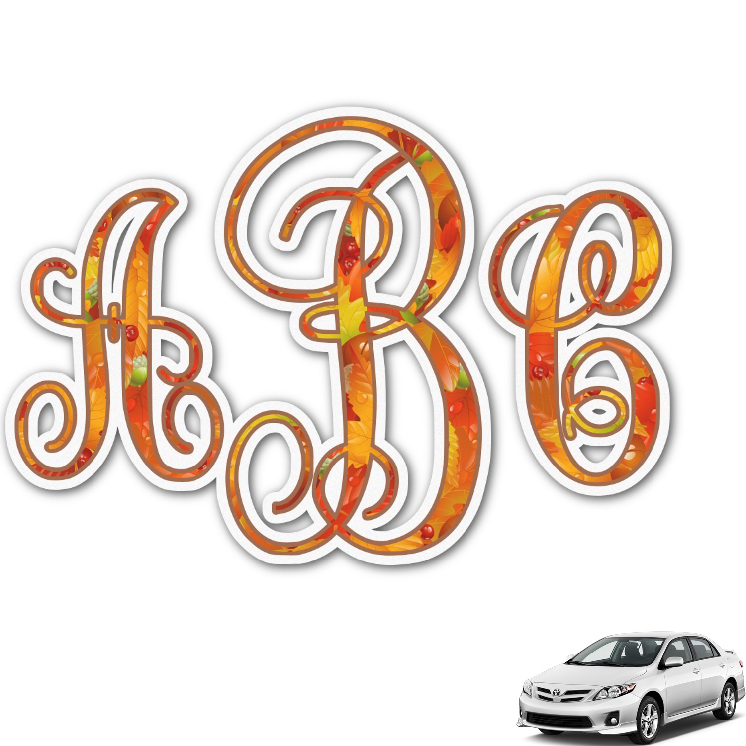 Custom Fall Leaves Monogram Car Decal | YouCustomizeIt