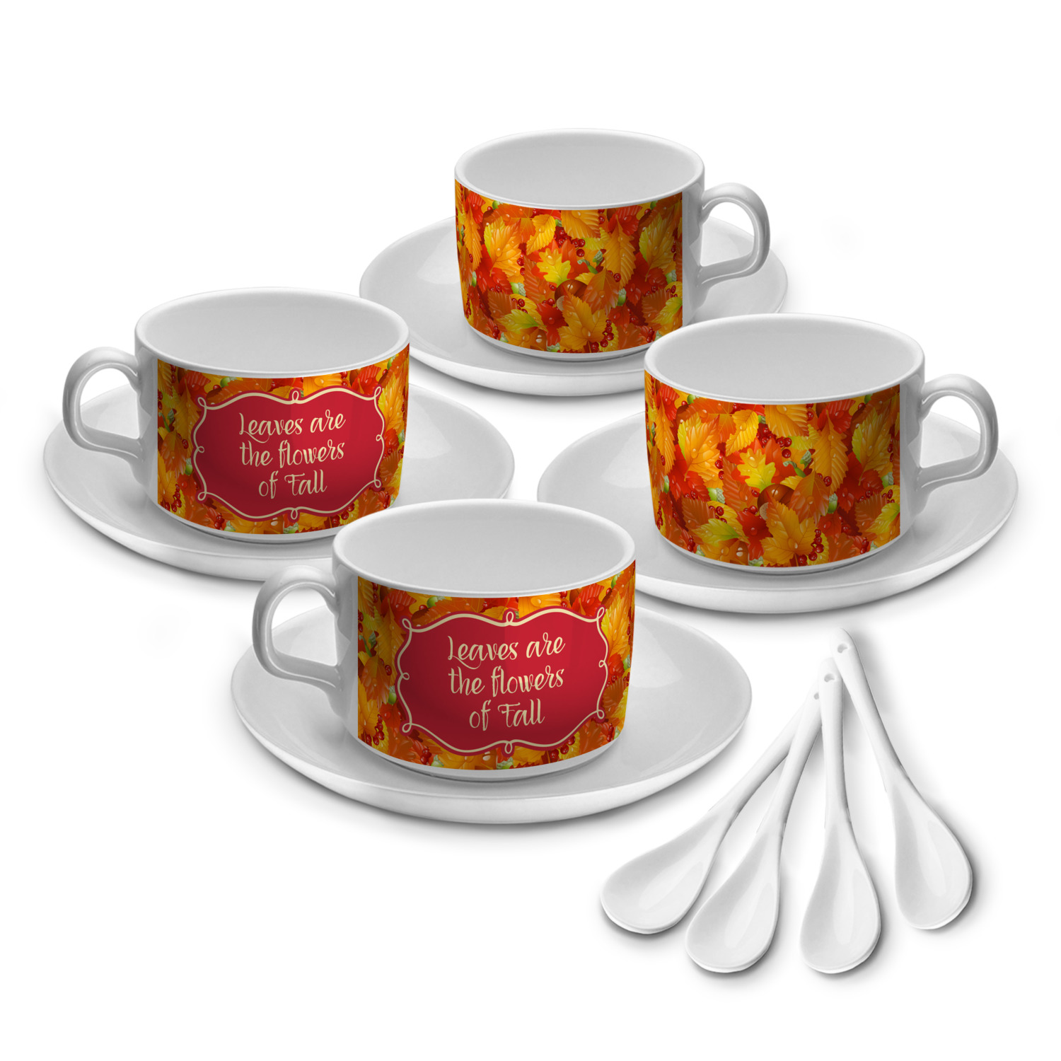 Fall Leaves Tea Cup - Set of 4 - YouCustomizeIt
