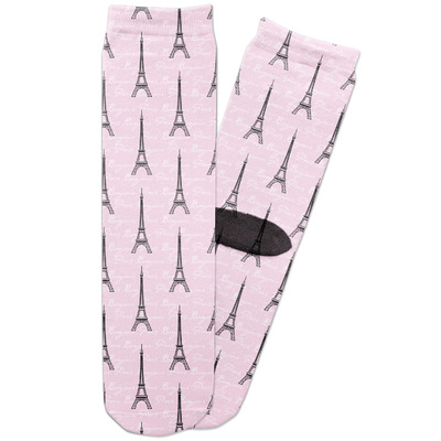 Custom Paris Bonjour and Eiffel Tower Adult Crew Socks | YouCustomizeIt