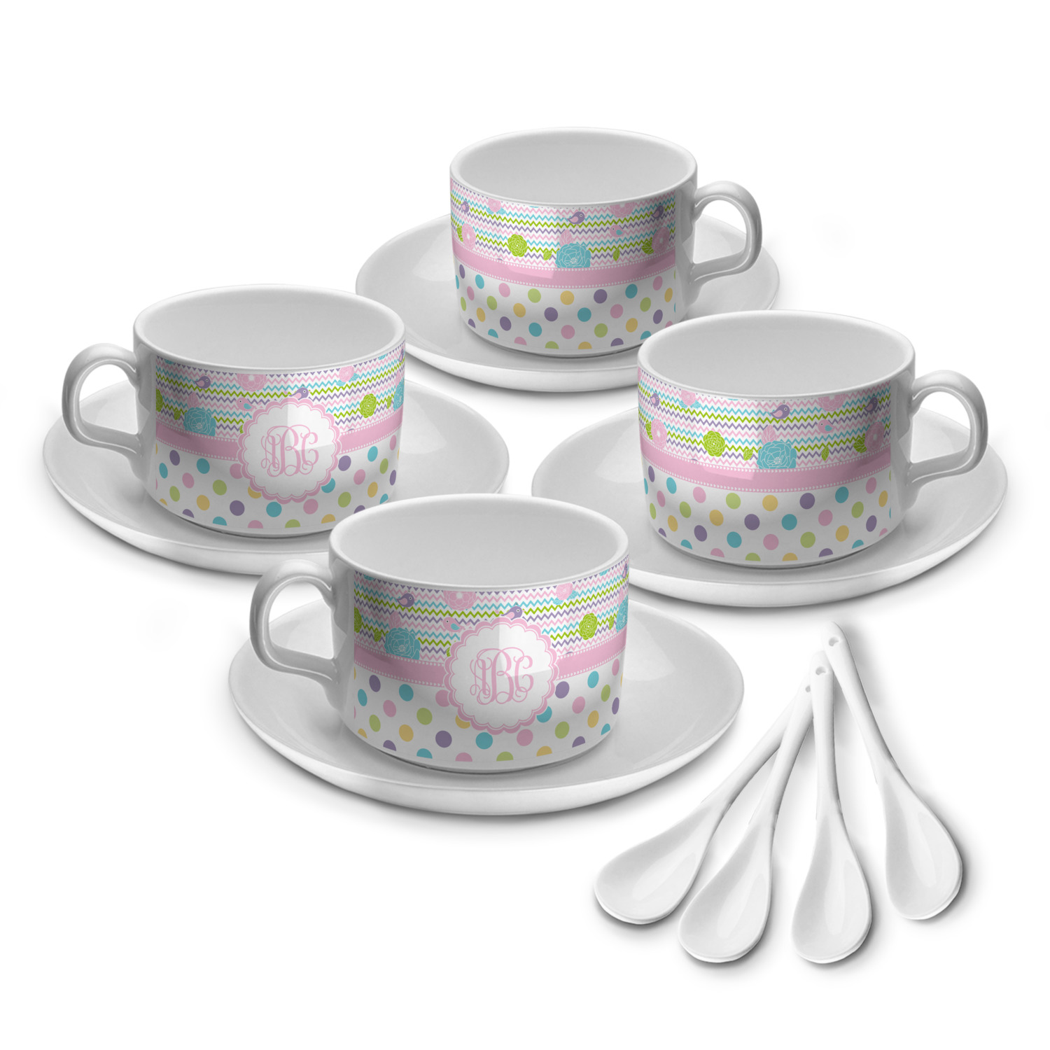 Girly Girl Tea Cup - Set of 4 (Personalized) - YouCustomizeIt