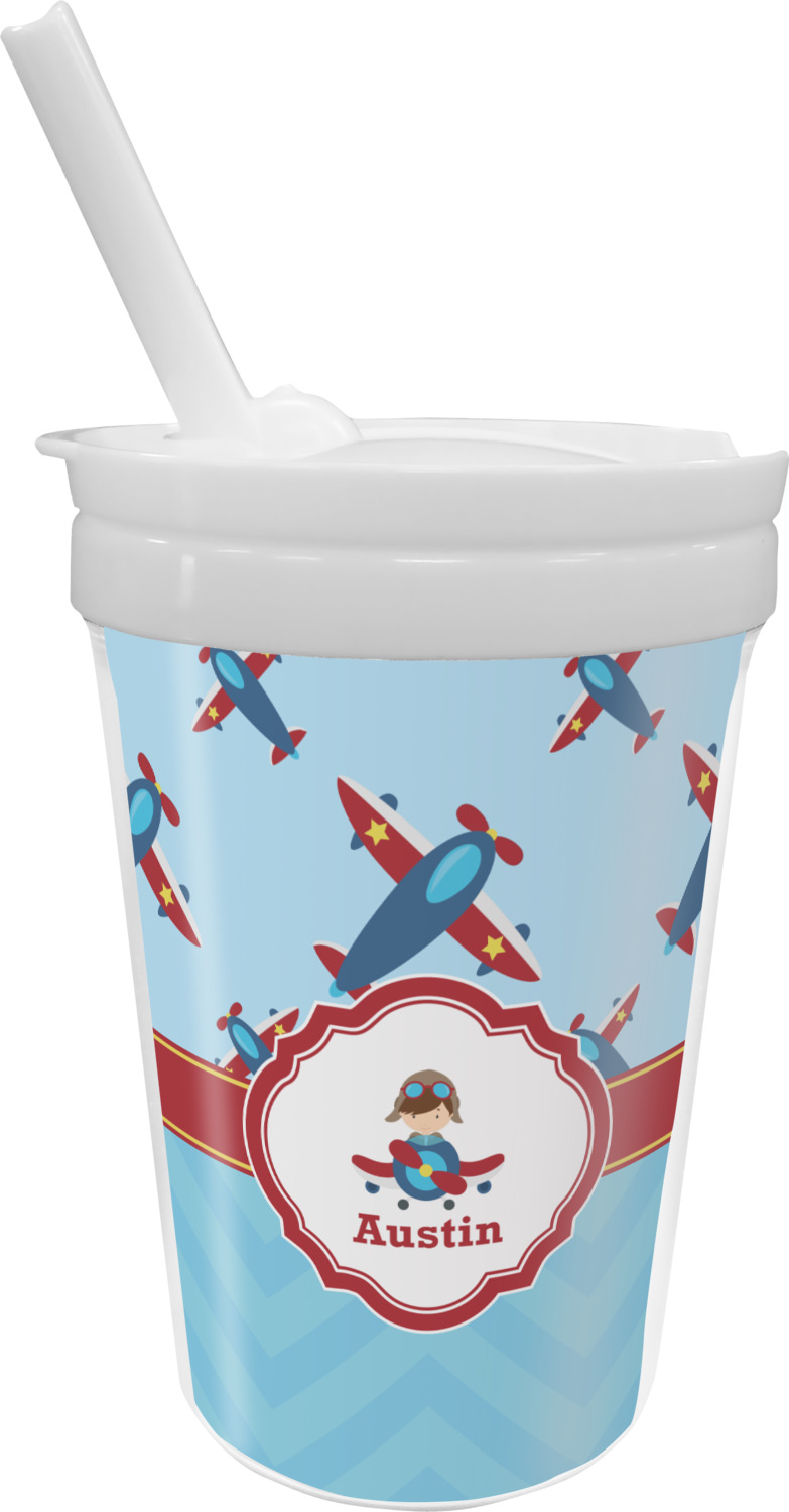 Airplane Theme Sippy Cup with Straw (Personalized) - YouCustomizeIt