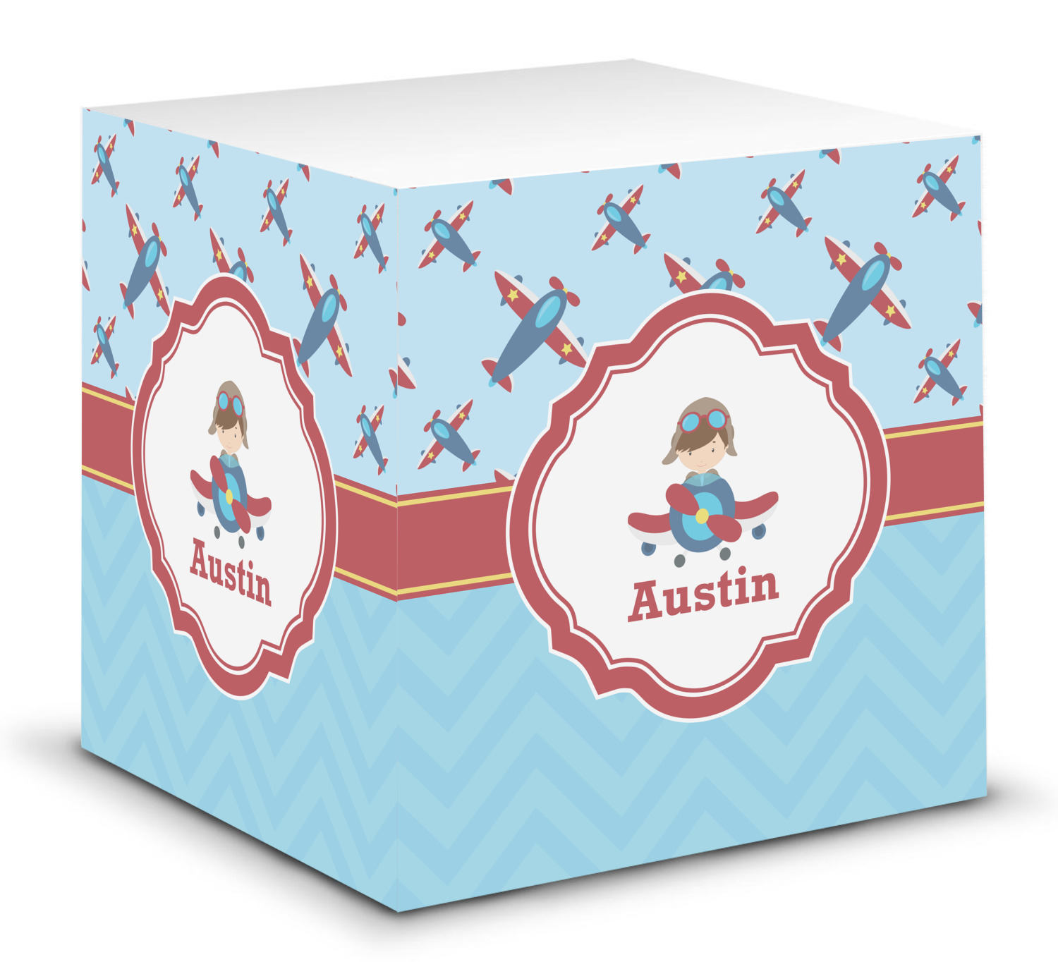 Custom Airplane Theme Sticky Note Cube (Personalized) | YouCustomizeIt