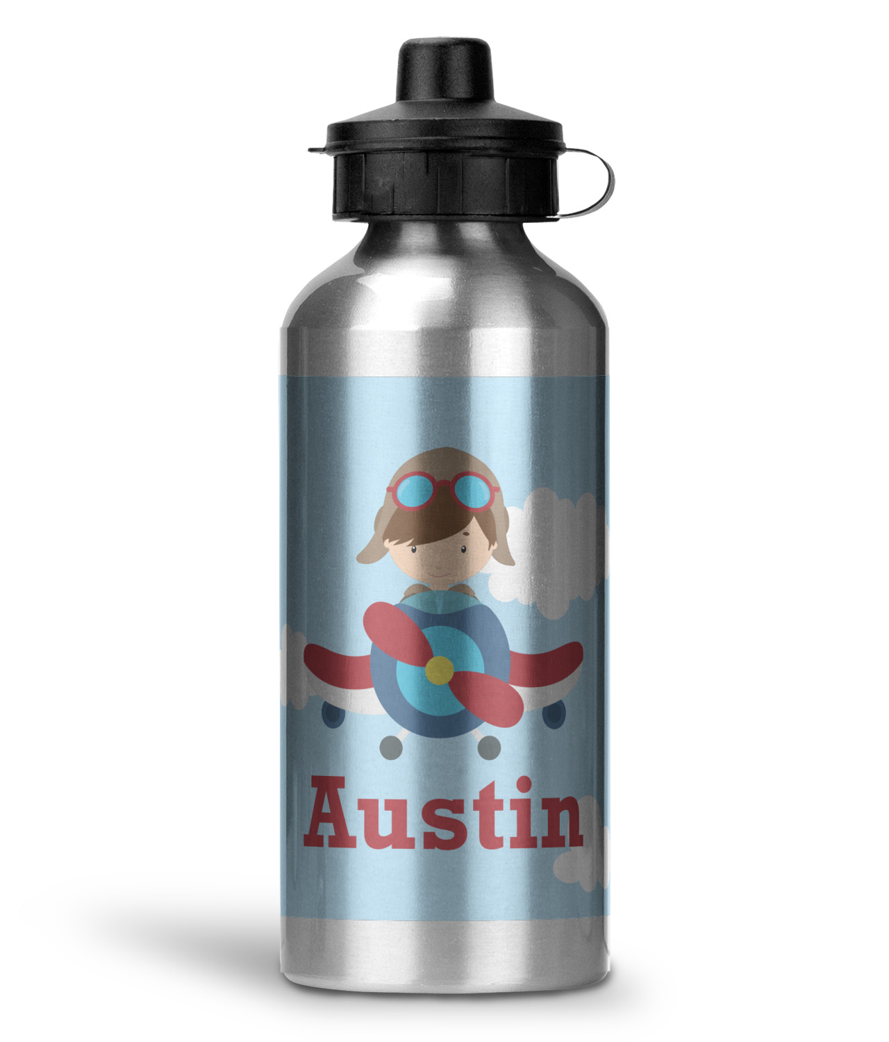 Airplane & Pilot Water Bottle - Aluminum - 20 oz (Personalized ...
