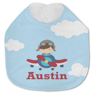 Custom Airplane & Pilot Baby Bib w/ Name or Text | YouCustomizeIt