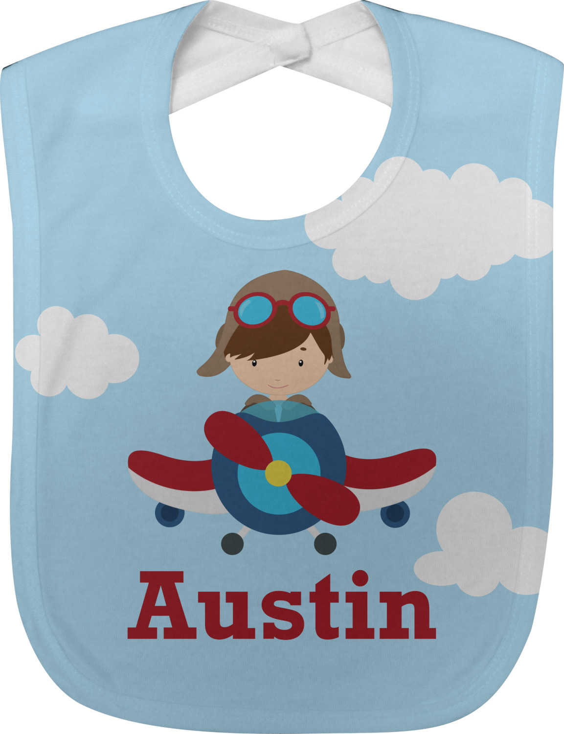 Airplane & Pilot Baby Bib w/ Name or Text - YouCustomizeIt
