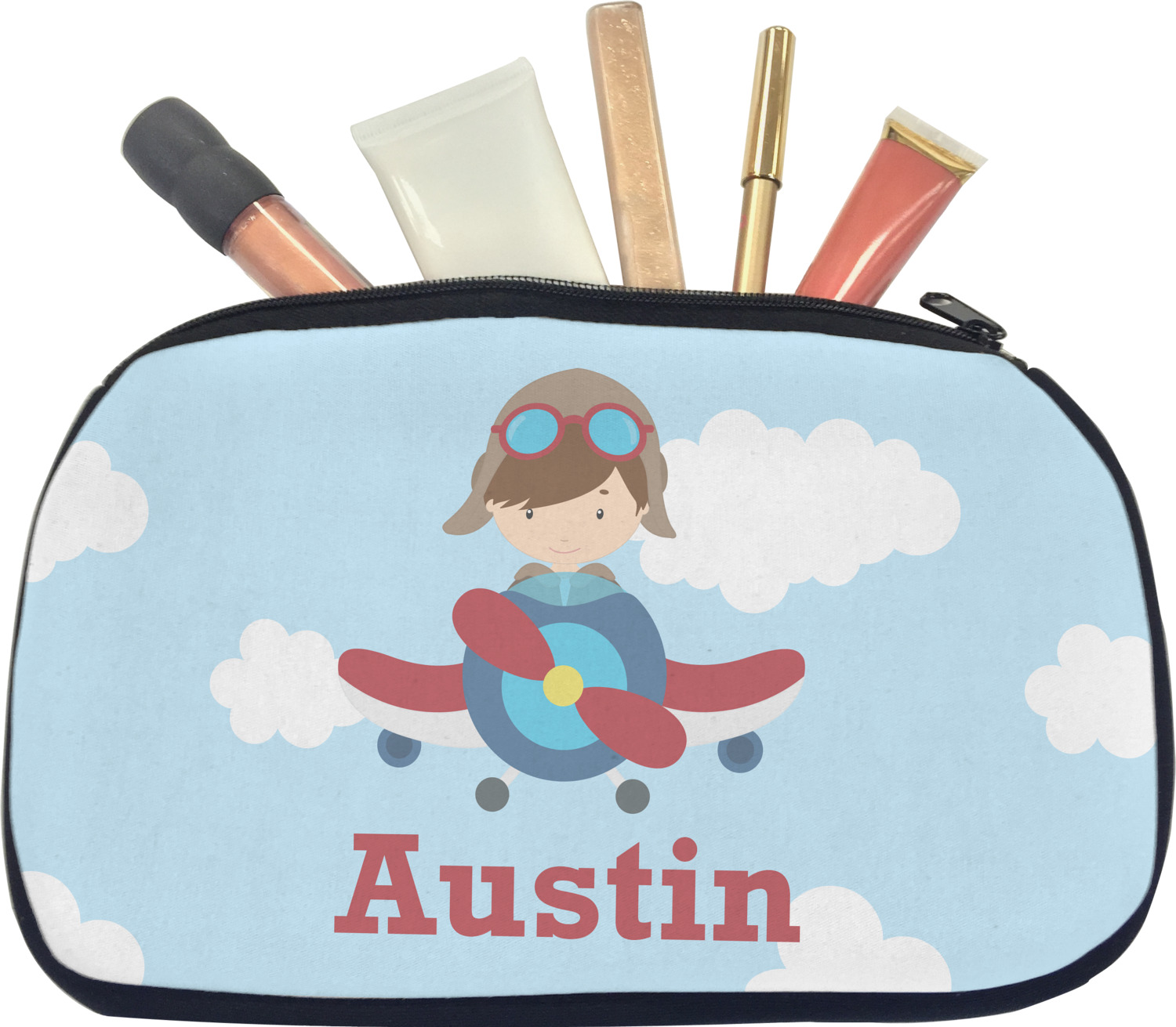 Custom Airplane & Pilot Makeup / Cosmetic Bag (Personalized ...