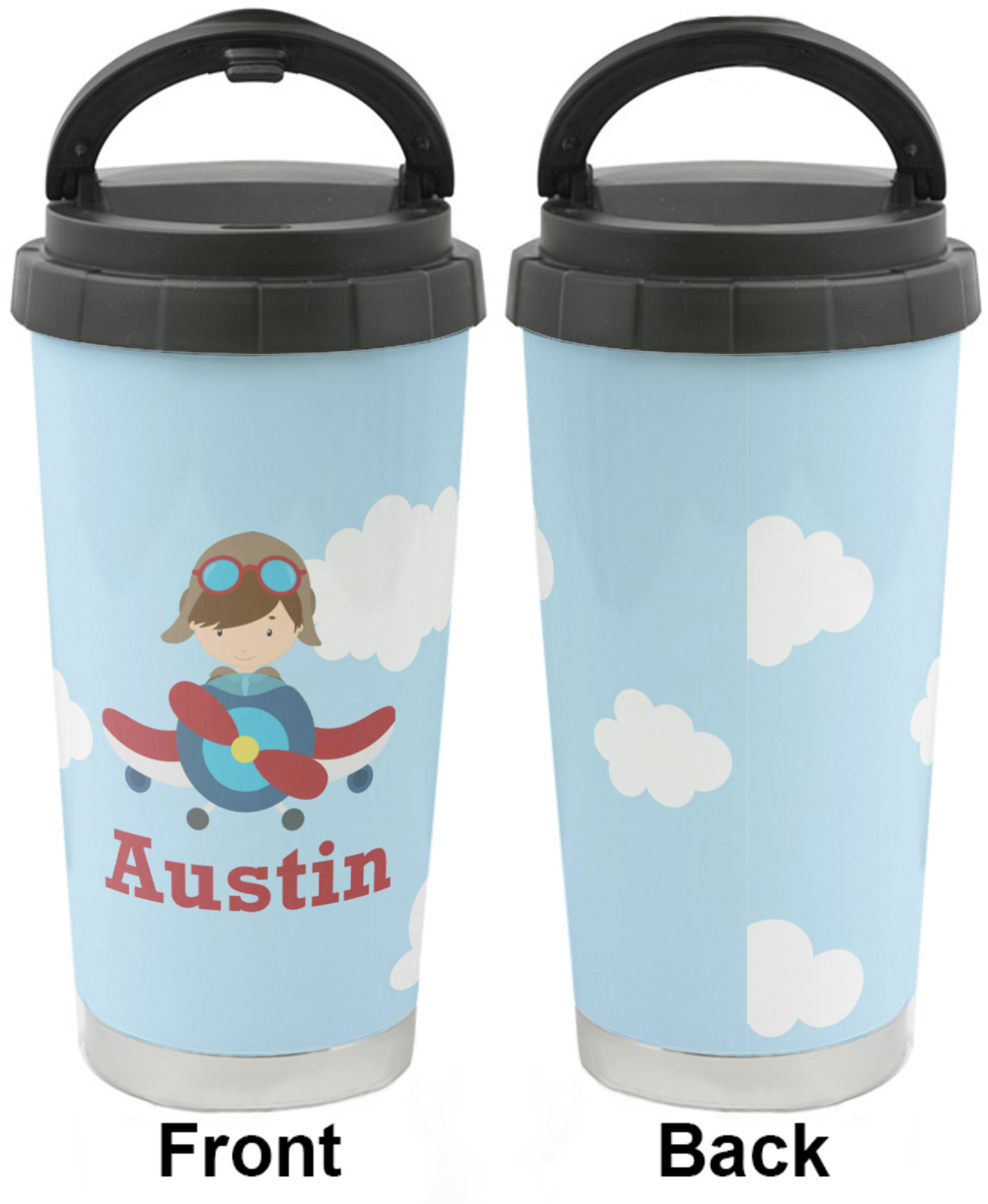 Airplane & Pilot Stainless Steel Coffee Tumbler (Personalized ...