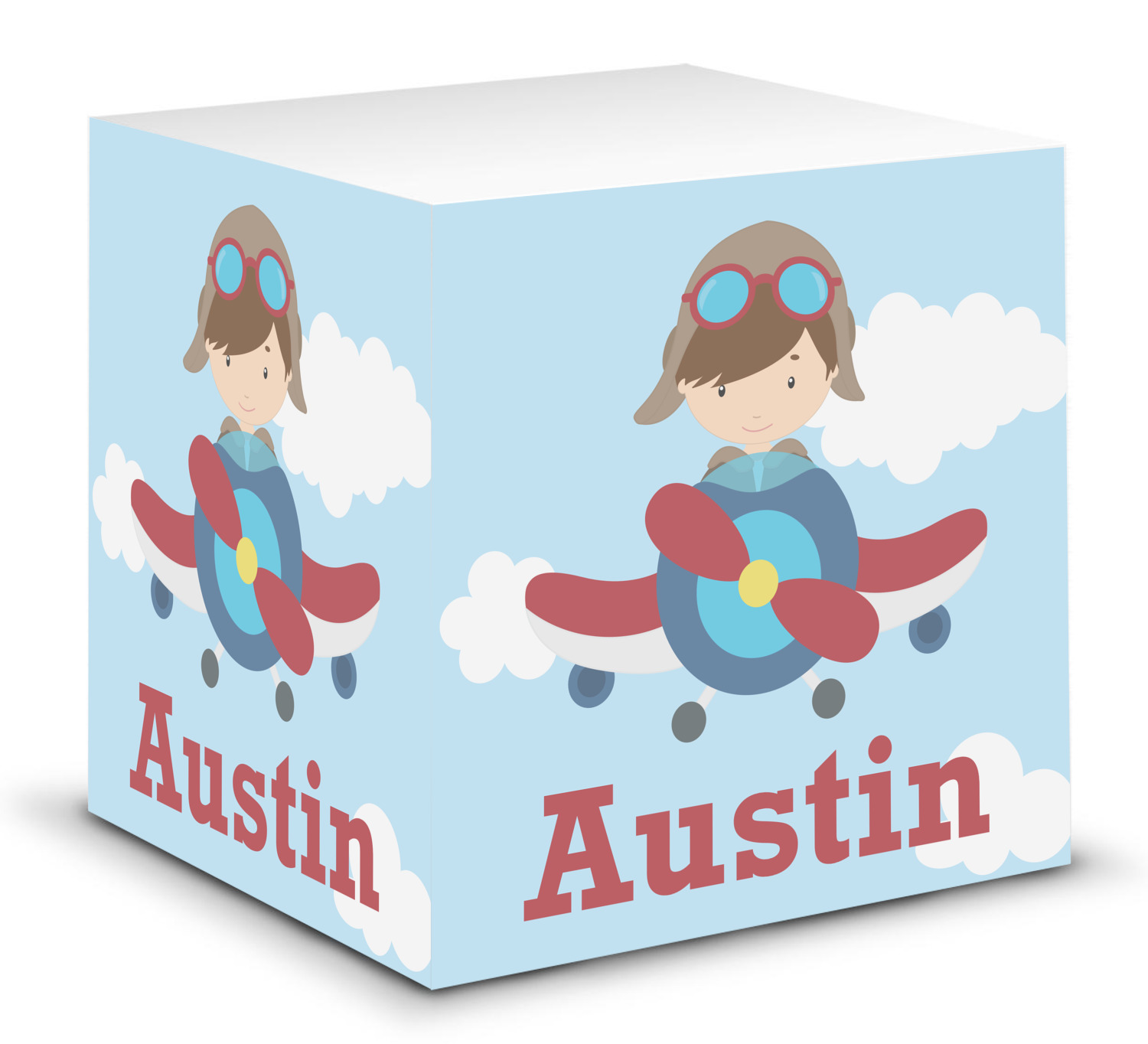 Airplane & Pilot Sticky Note Cube (Personalized) - YouCustomizeIt