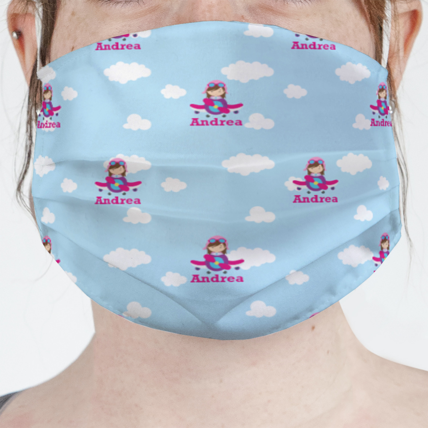 Custom Airplane & Girl Pilot Face Mask Cover (Personalized ...