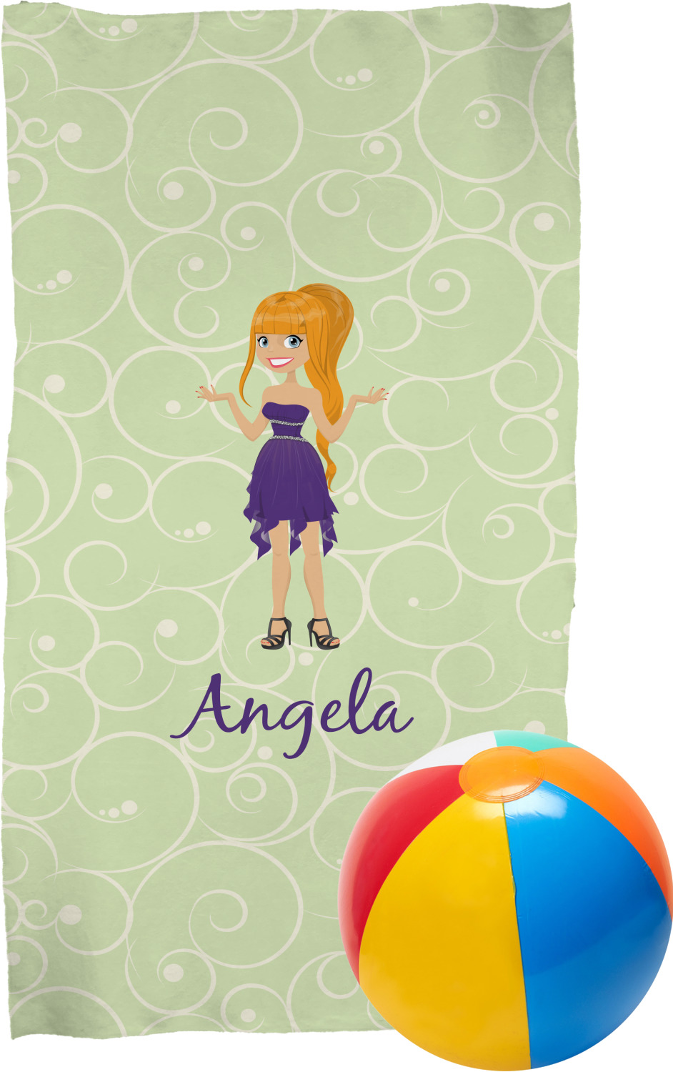 Custom Character (Woman) Beach Towel (Personalized) - YouCustomizeIt