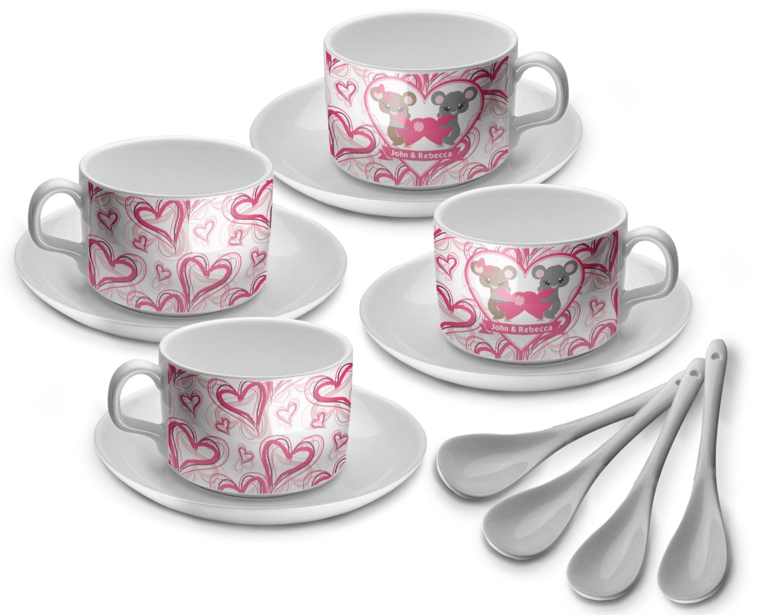 Valentine's Day Tea Cup - Set of 4 (Personalized) - YouCustomizeIt