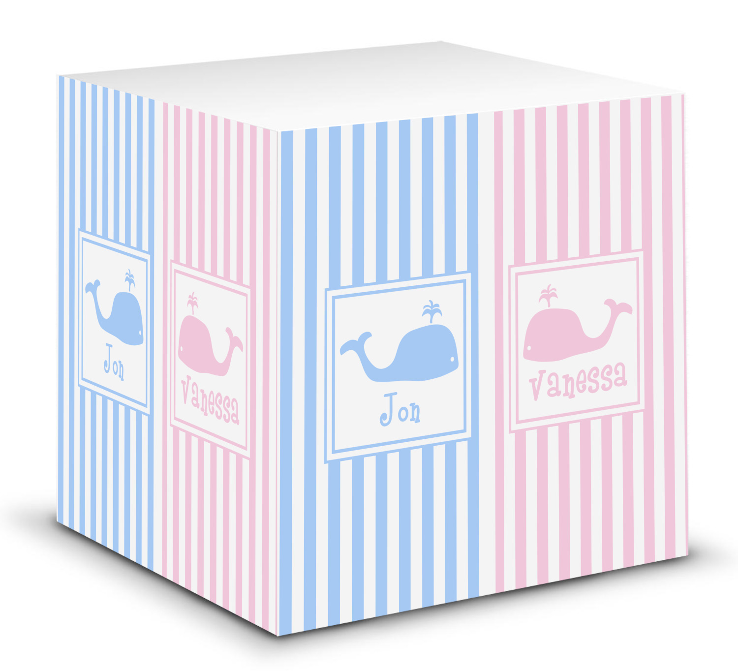 Striped w/ Whales Sticky Note Cube (Personalized) - YouCustomizeIt