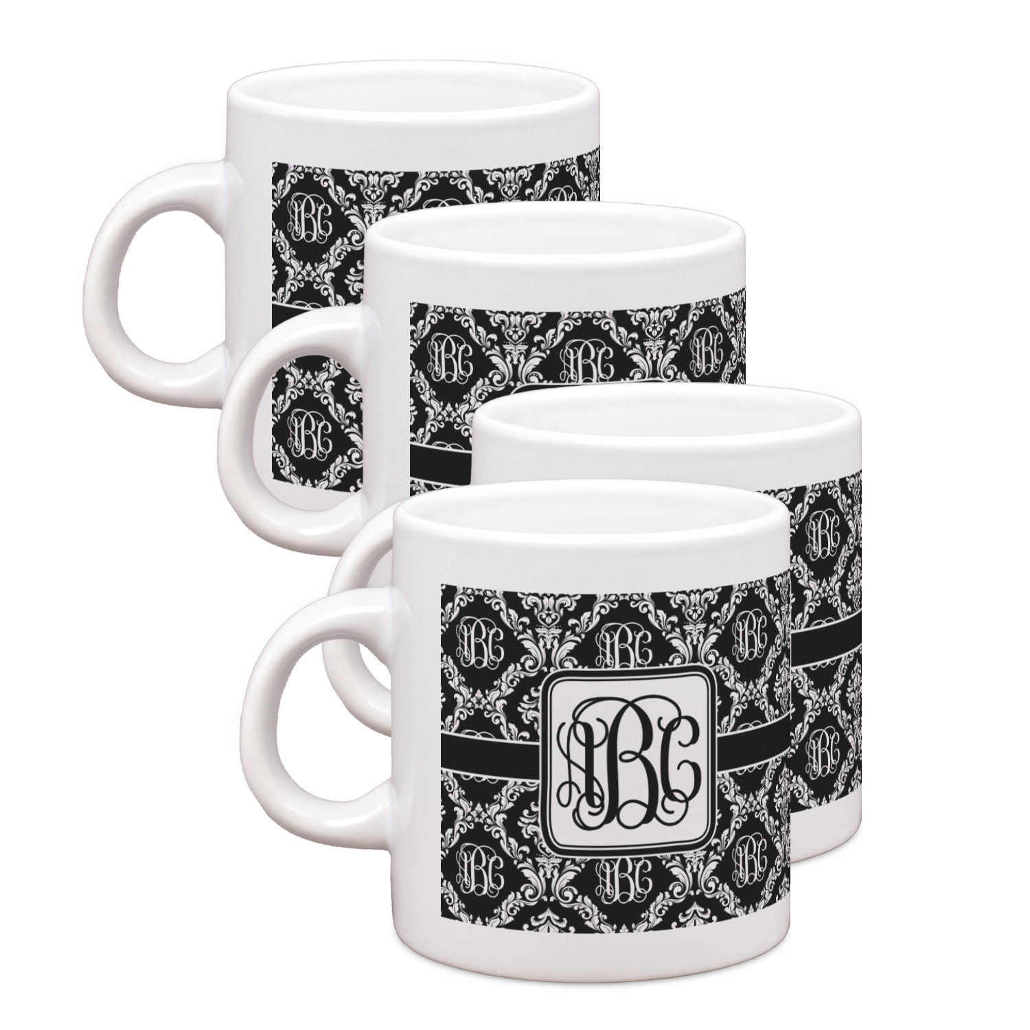 Monogrammed Damask Single Shot Espresso Cups - Set of 4 - YouCustomizeIt