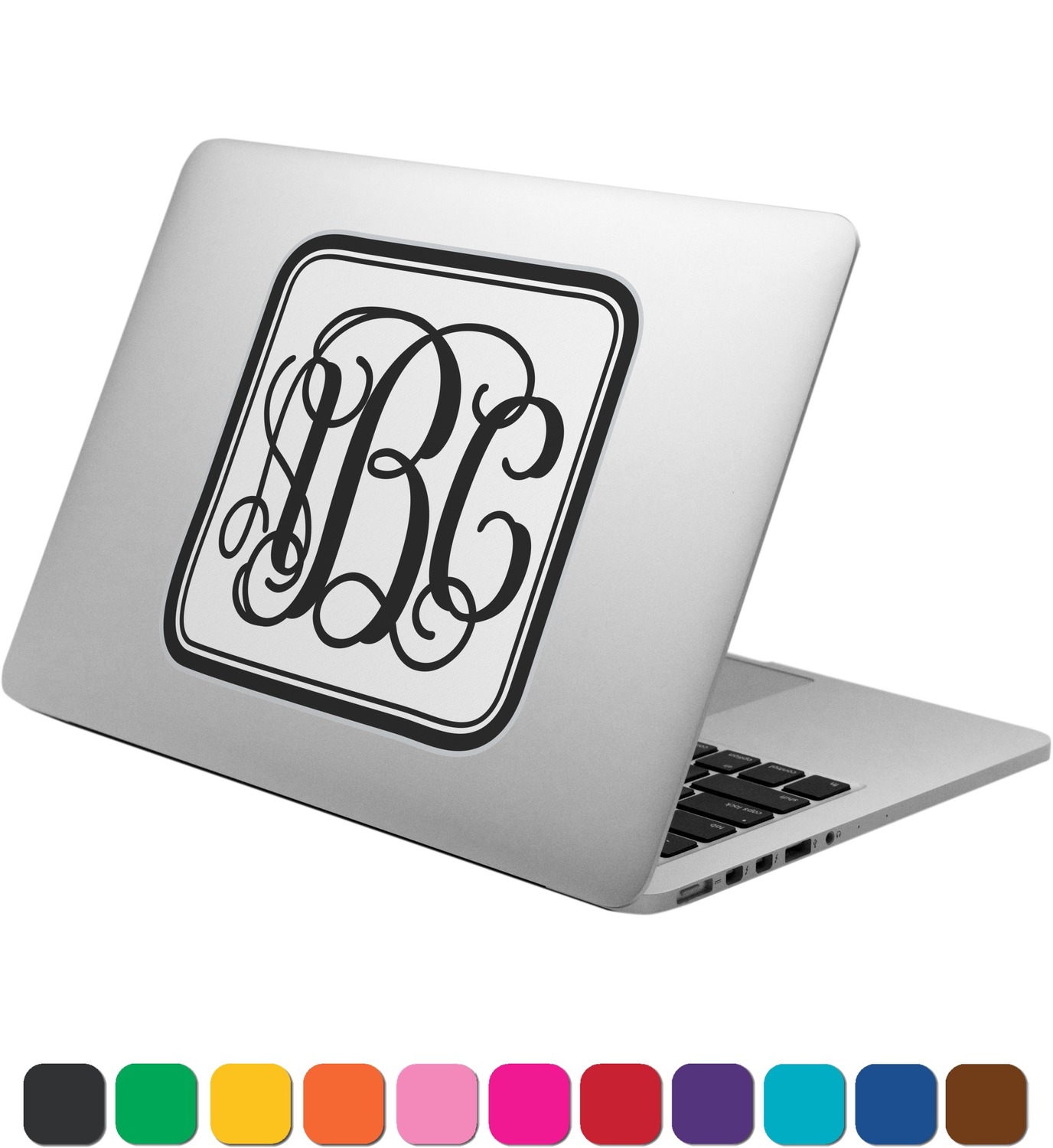 Monogrammed Damask Laptop Decal (Personalized) - YouCustomizeIt