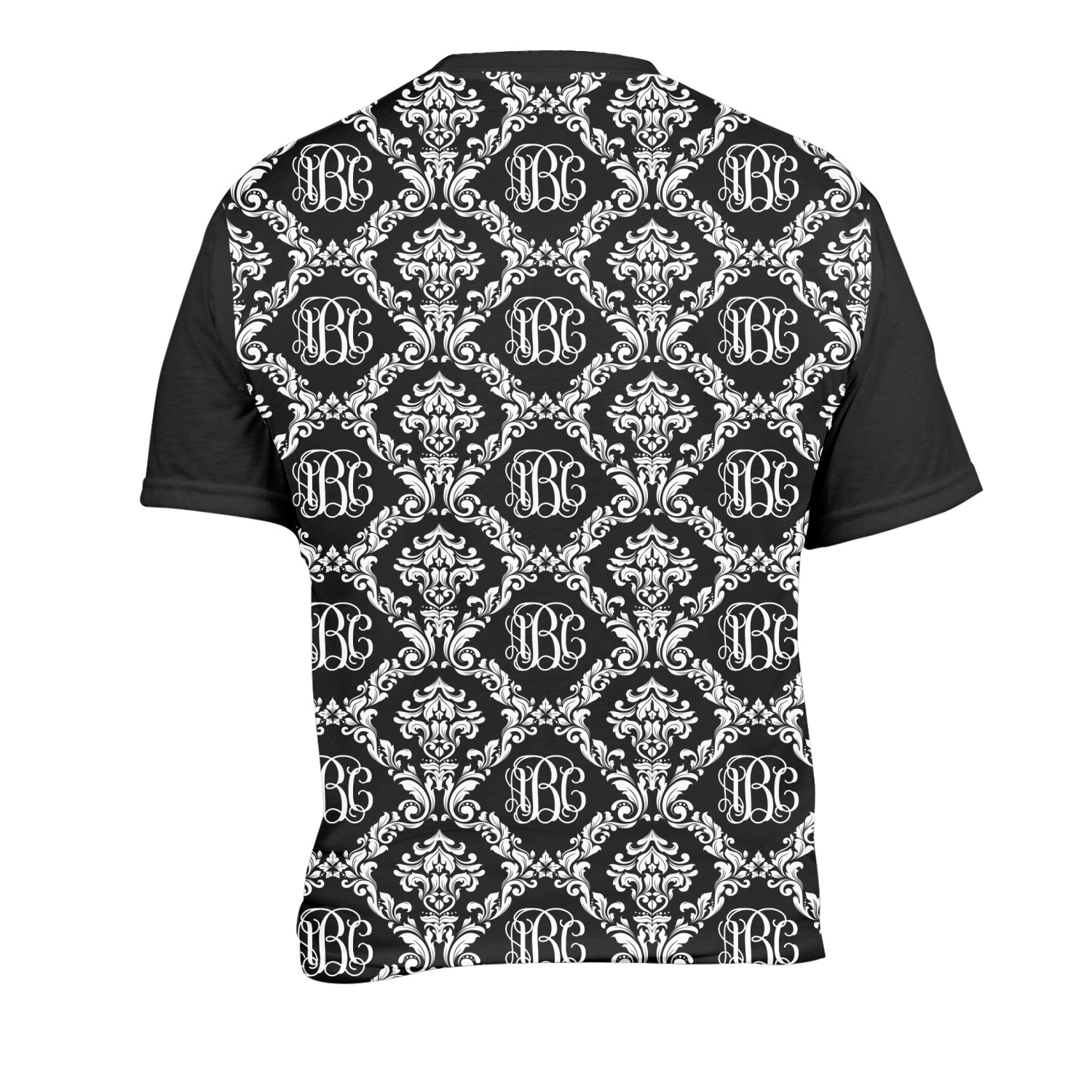 Monogrammed Damask Men's Crew T-Shirt - X Large (Personalized ...