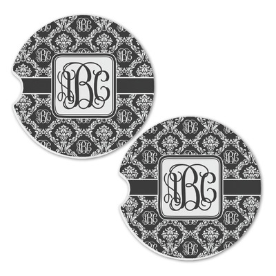 Monogrammed Damask Sandstone Car Coasters (Personalized) - YouCustomizeIt