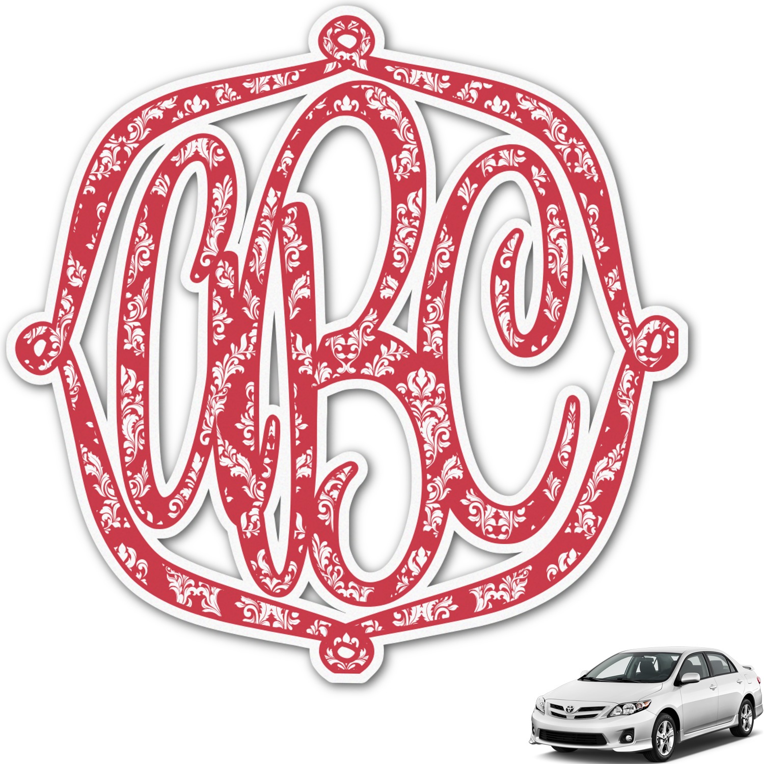 Custom Damask Monogram Car Decal (Personalized) | YouCustomizeIt
