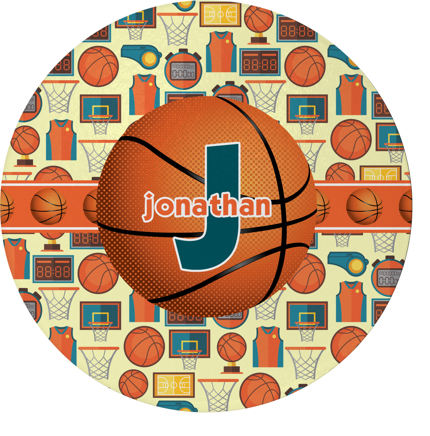 Basketball Round Glass Cutting Board (Personalized) - YouCustomizeIt