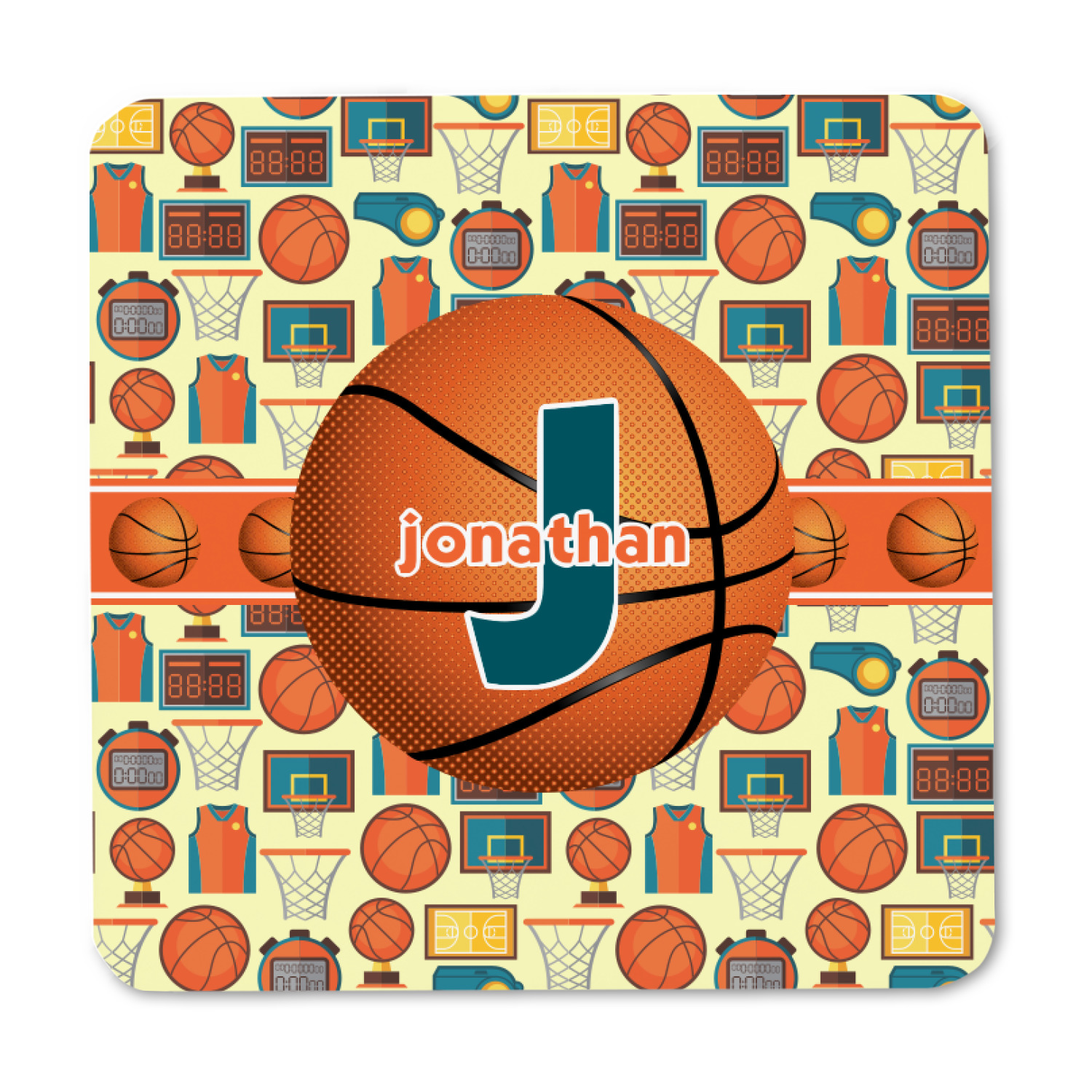Basketball Square Fridge Magnet (Personalized) - YouCustomizeIt