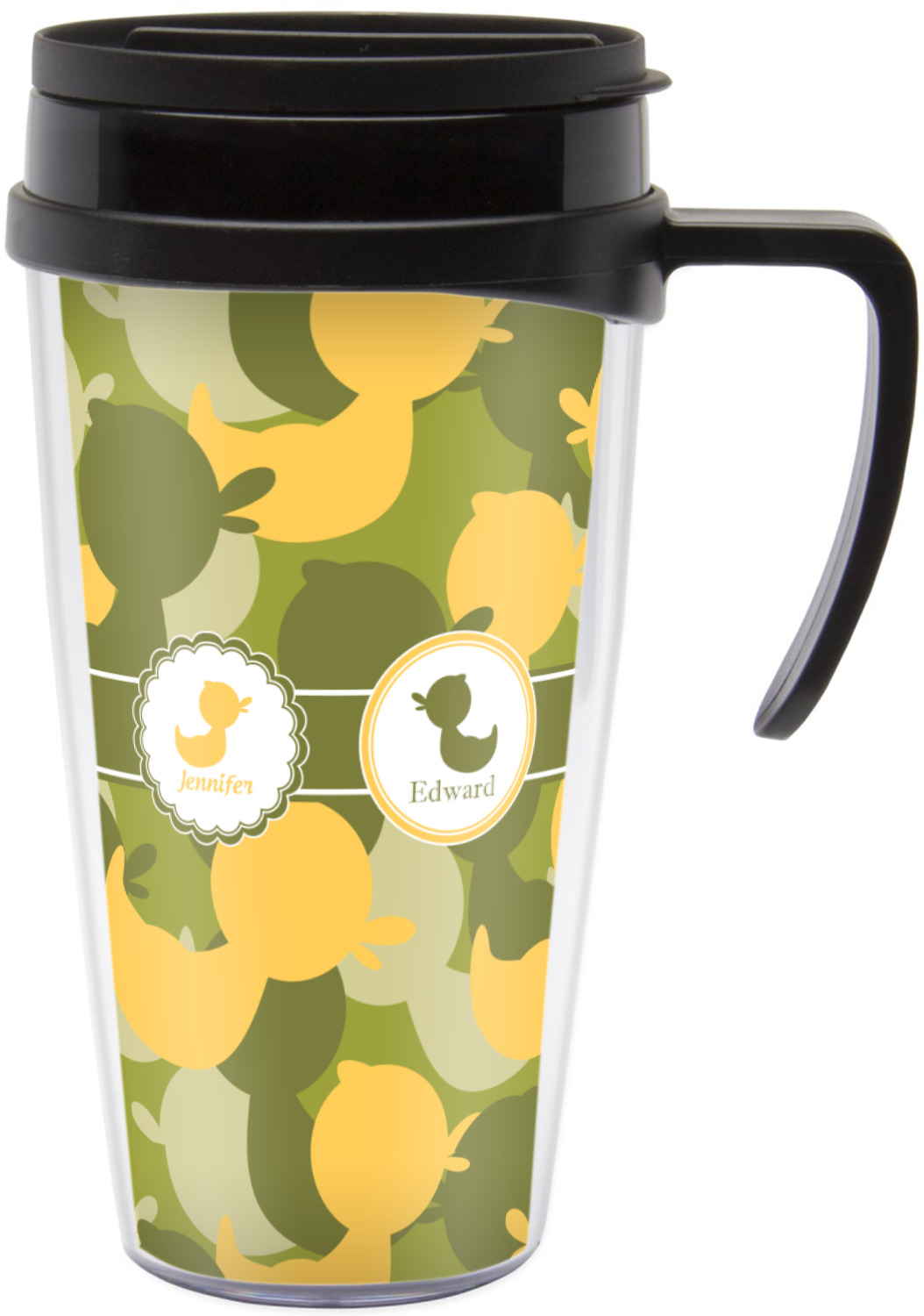 Rubber Duckie Camo Acrylic Travel Mug with Handle (Personalized ...