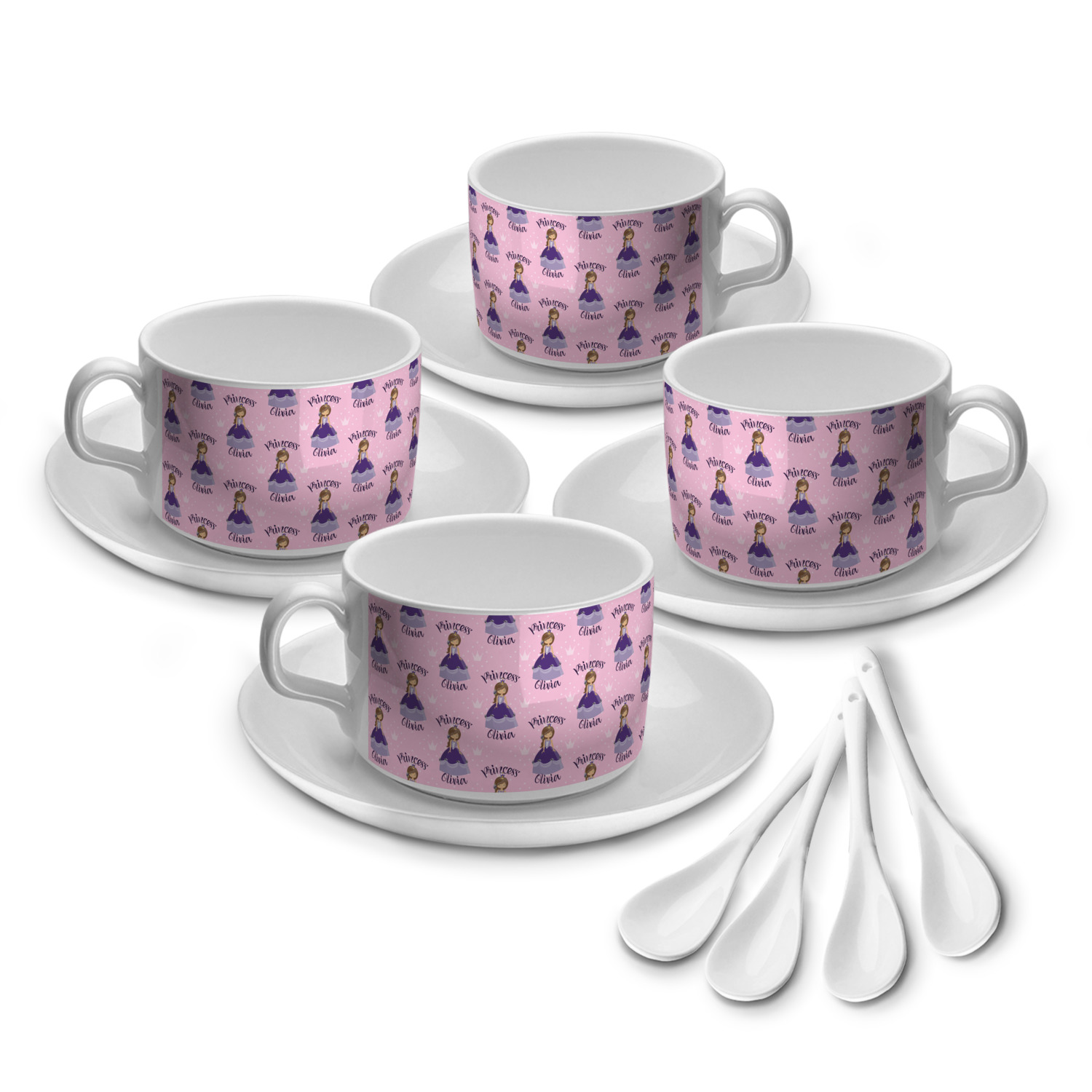 Custom Princess Tea Cup - Set of 4 (Personalized) - YouCustomizeIt