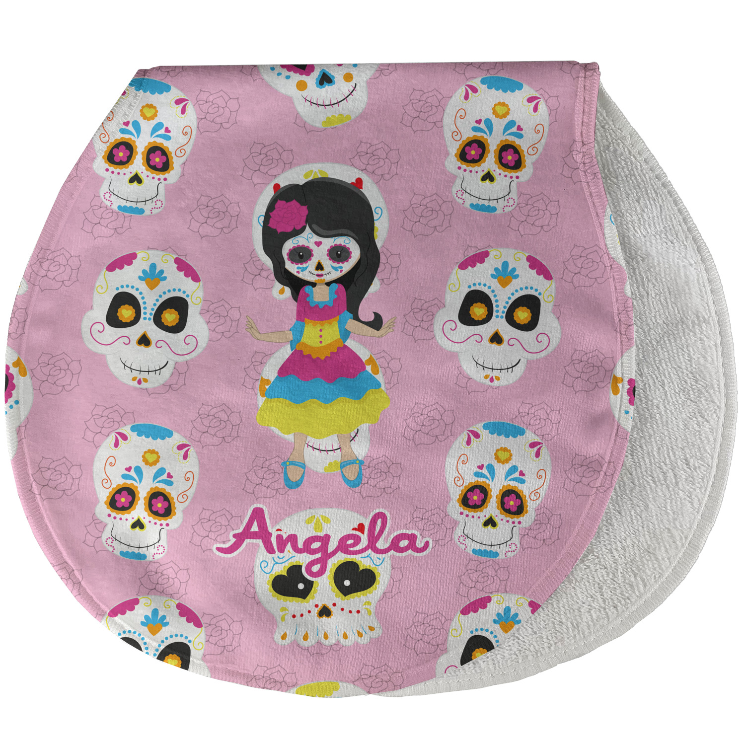 Kids Sugar Skulls Baby Bib & Burp Set w/ Name or Text - YouCustomizeIt